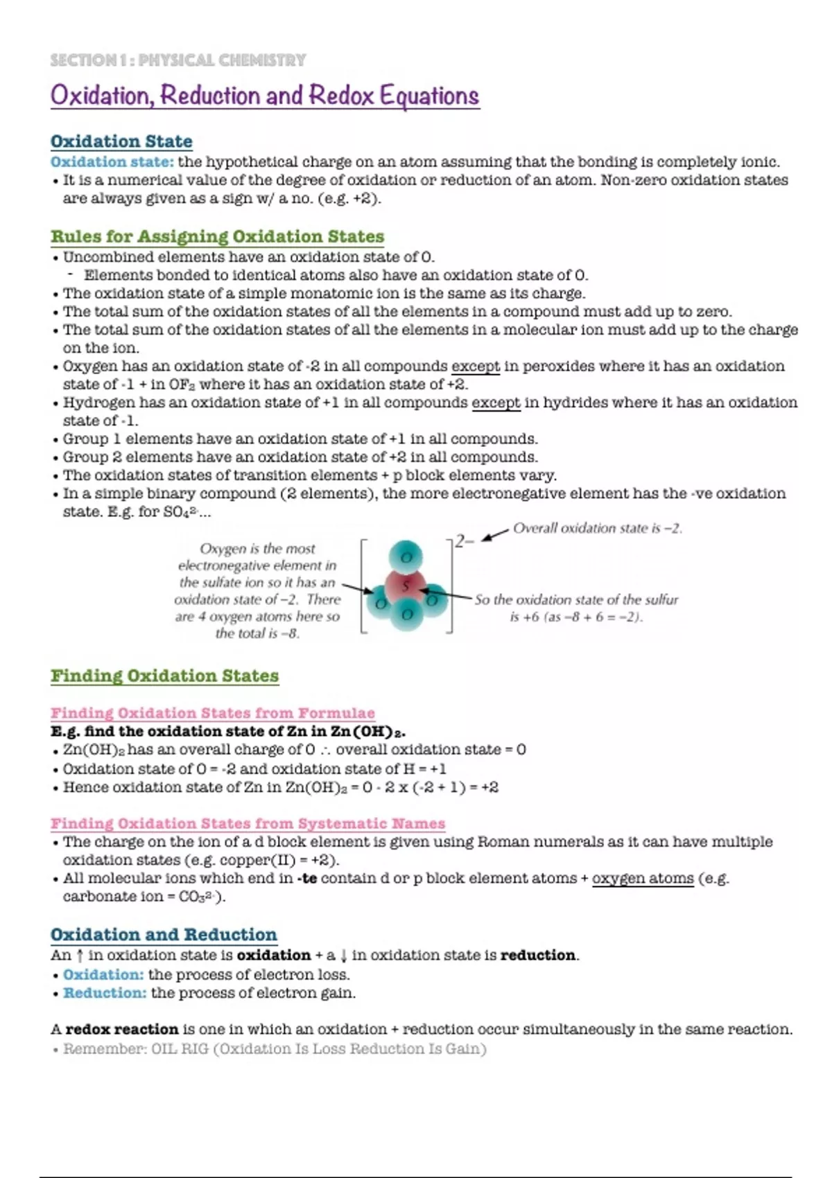 Summary notes for AQA A-Level Chemistry Unit 3.1.7 - Oxidation ...
