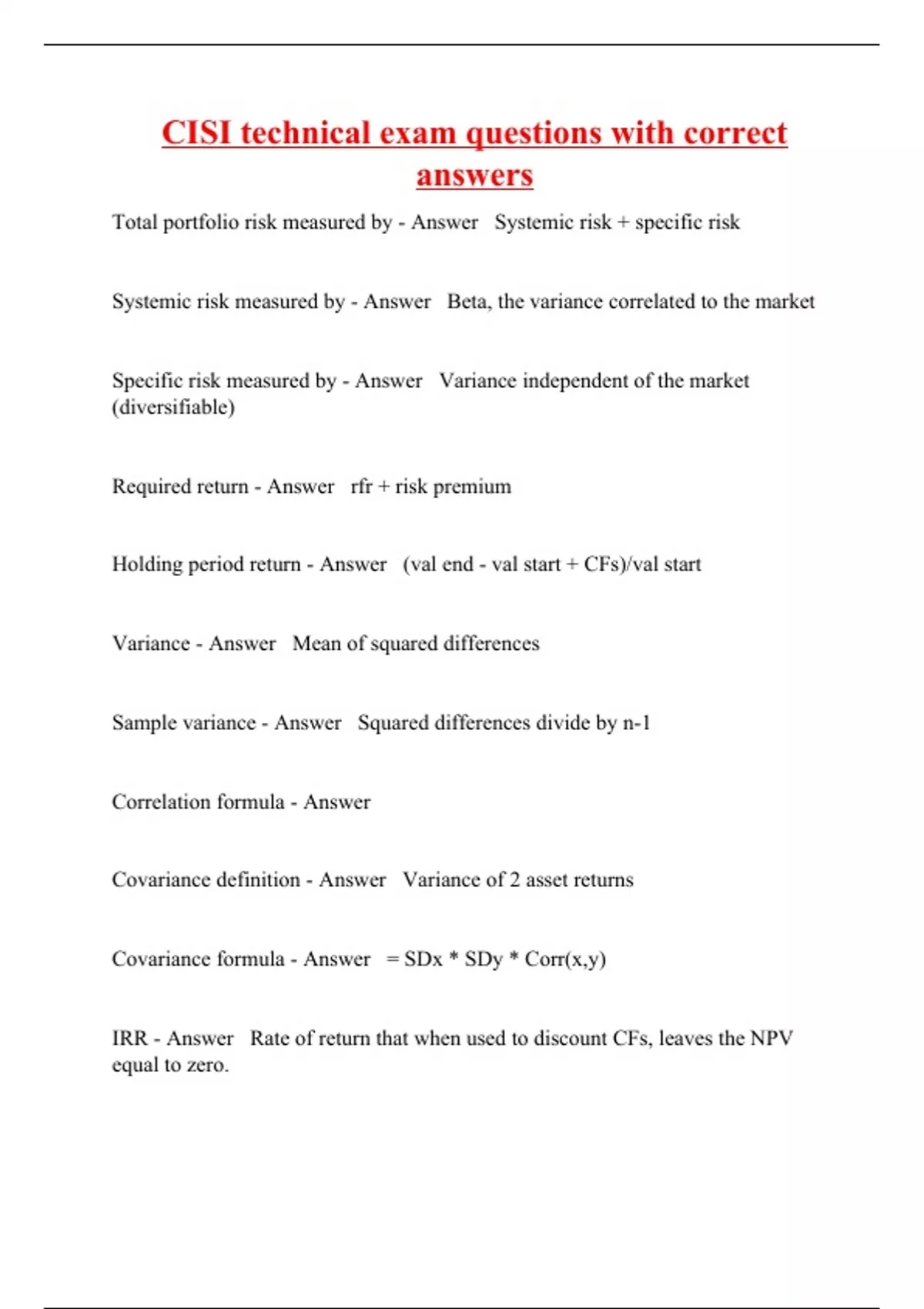 CISI technical exam questions with correct answers - CISI - Stuvia US