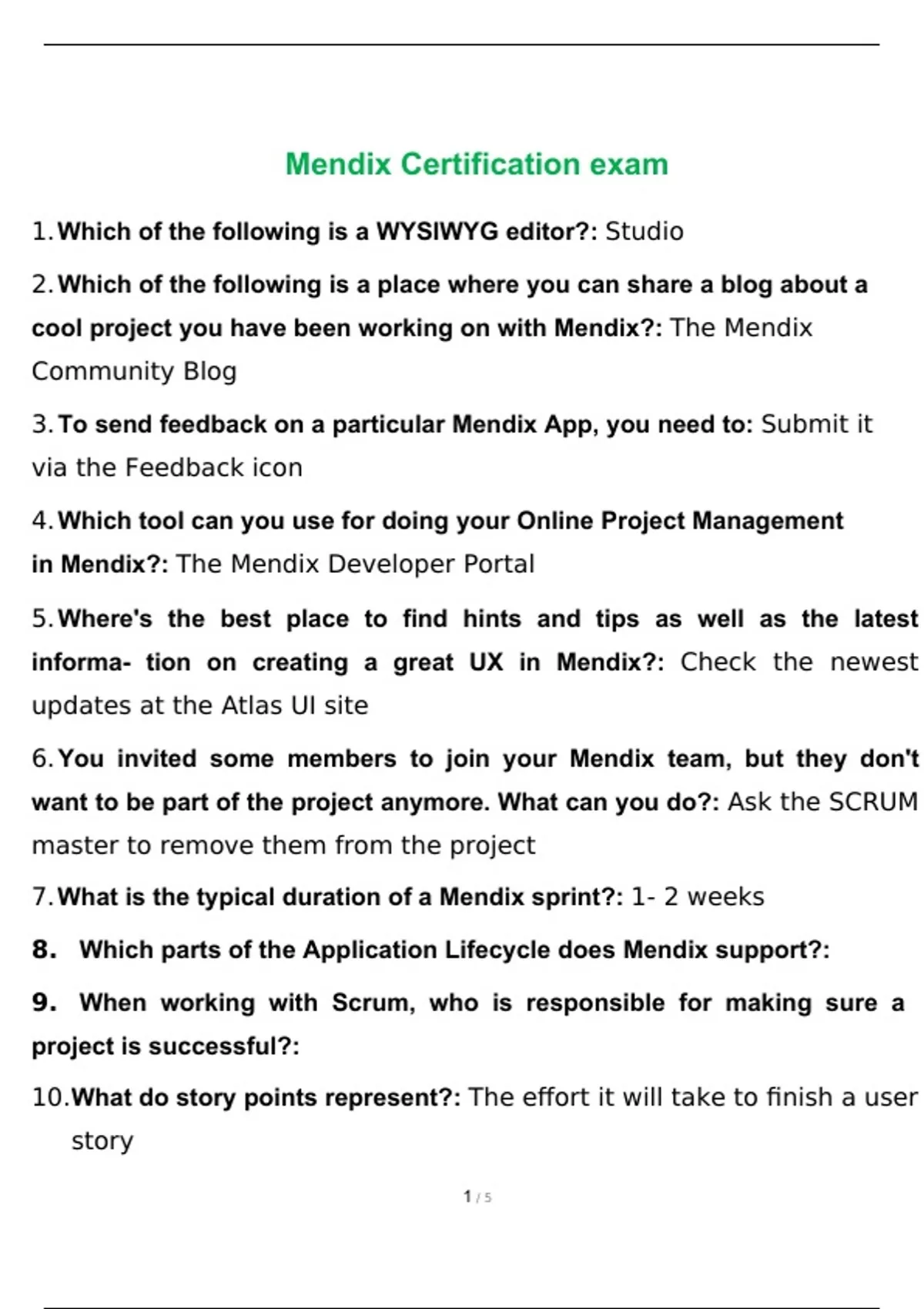 Mendix All Possible Questions and Answers 2023 with complete solution - Mendix - Stuvia US