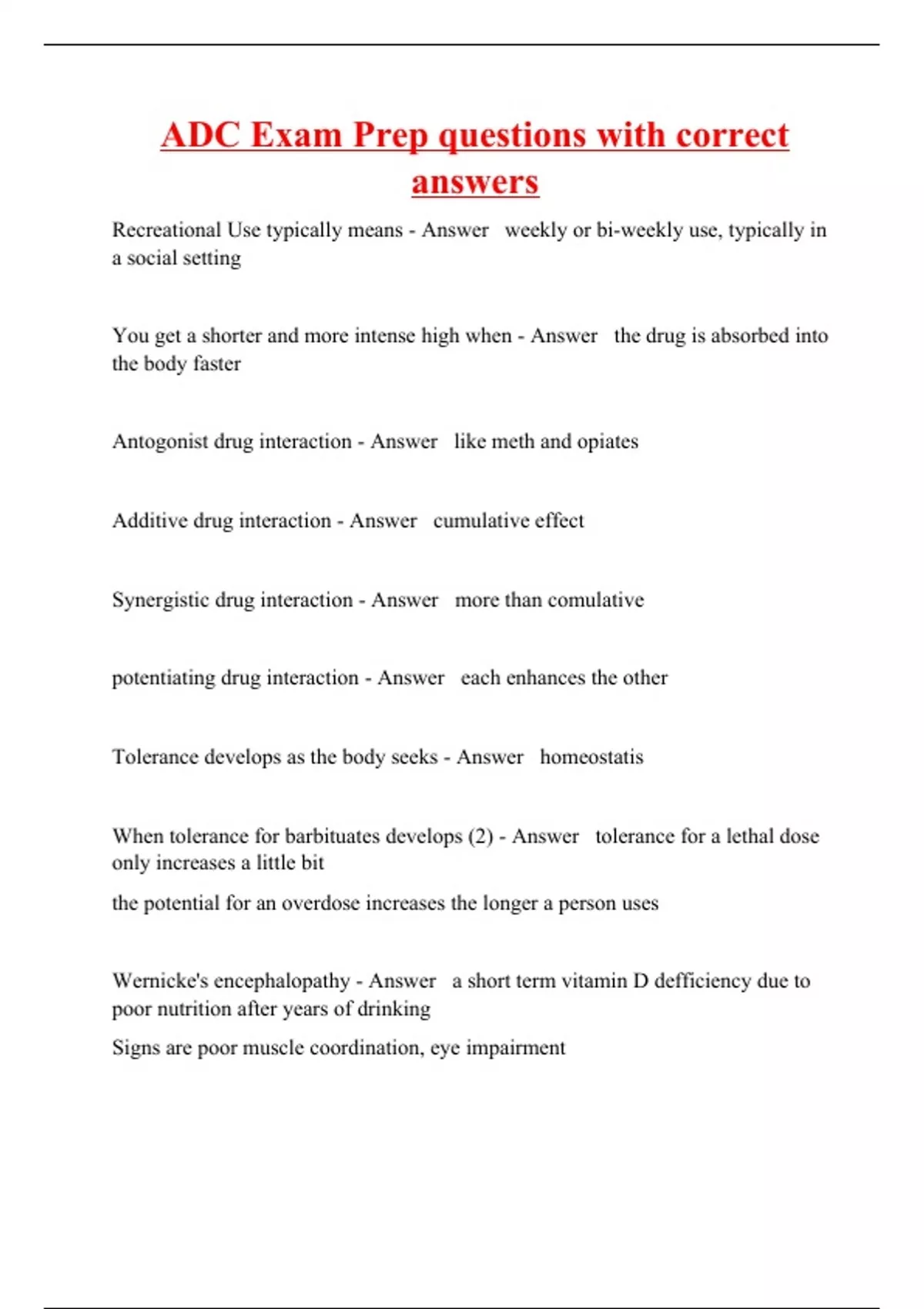 ADC Exam Prep questions with correct answers - ADC - Stuvia US