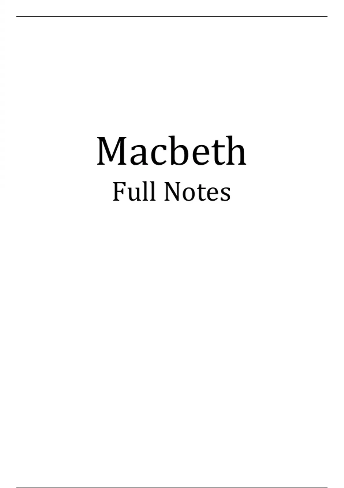 Summary AQA GCSE English Literature Macbeth Revision Notes (Quotes and ...