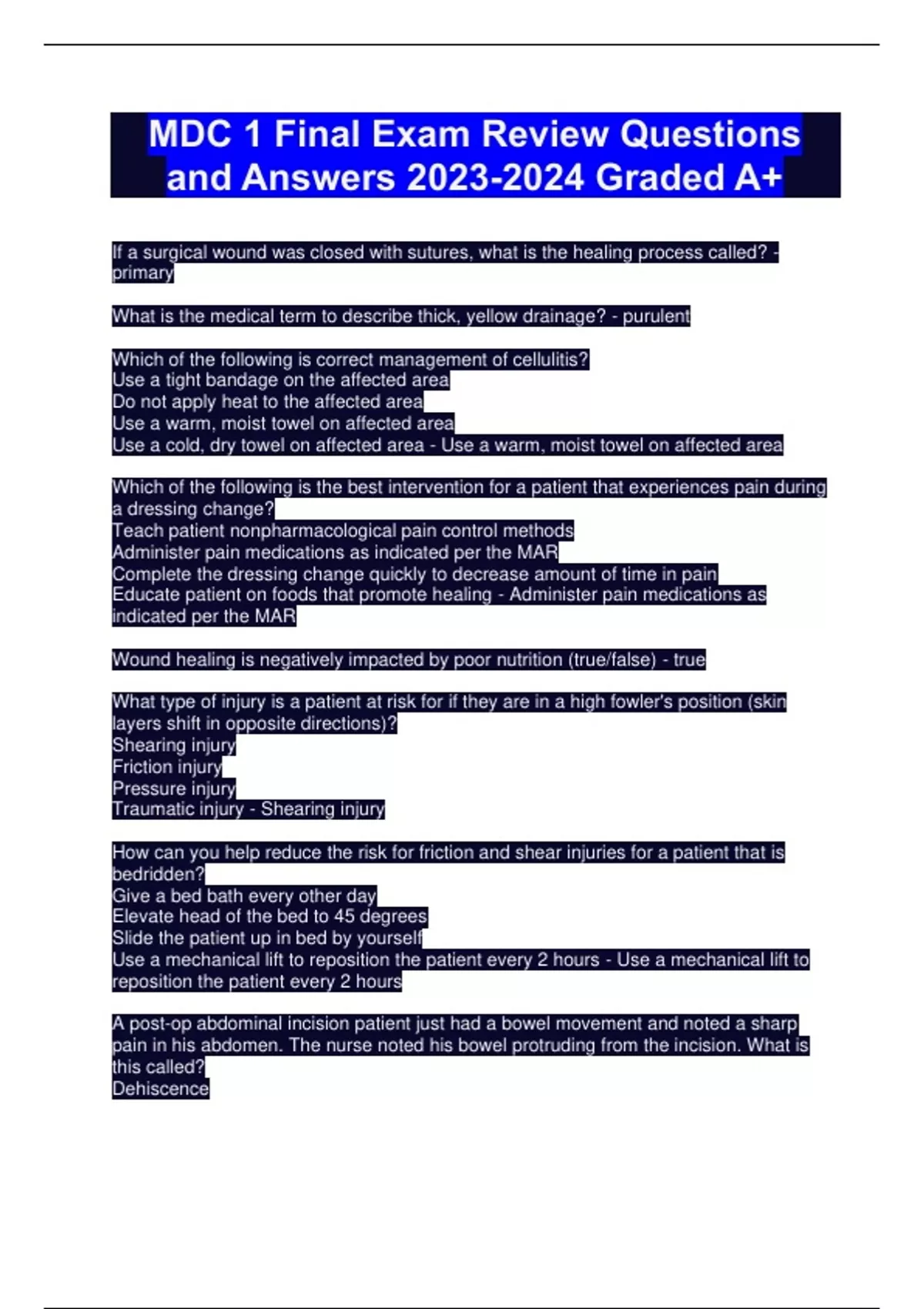 MDC 1 Final Exam Review Questions and Answers Graded A+ - MDC - Stuvia US