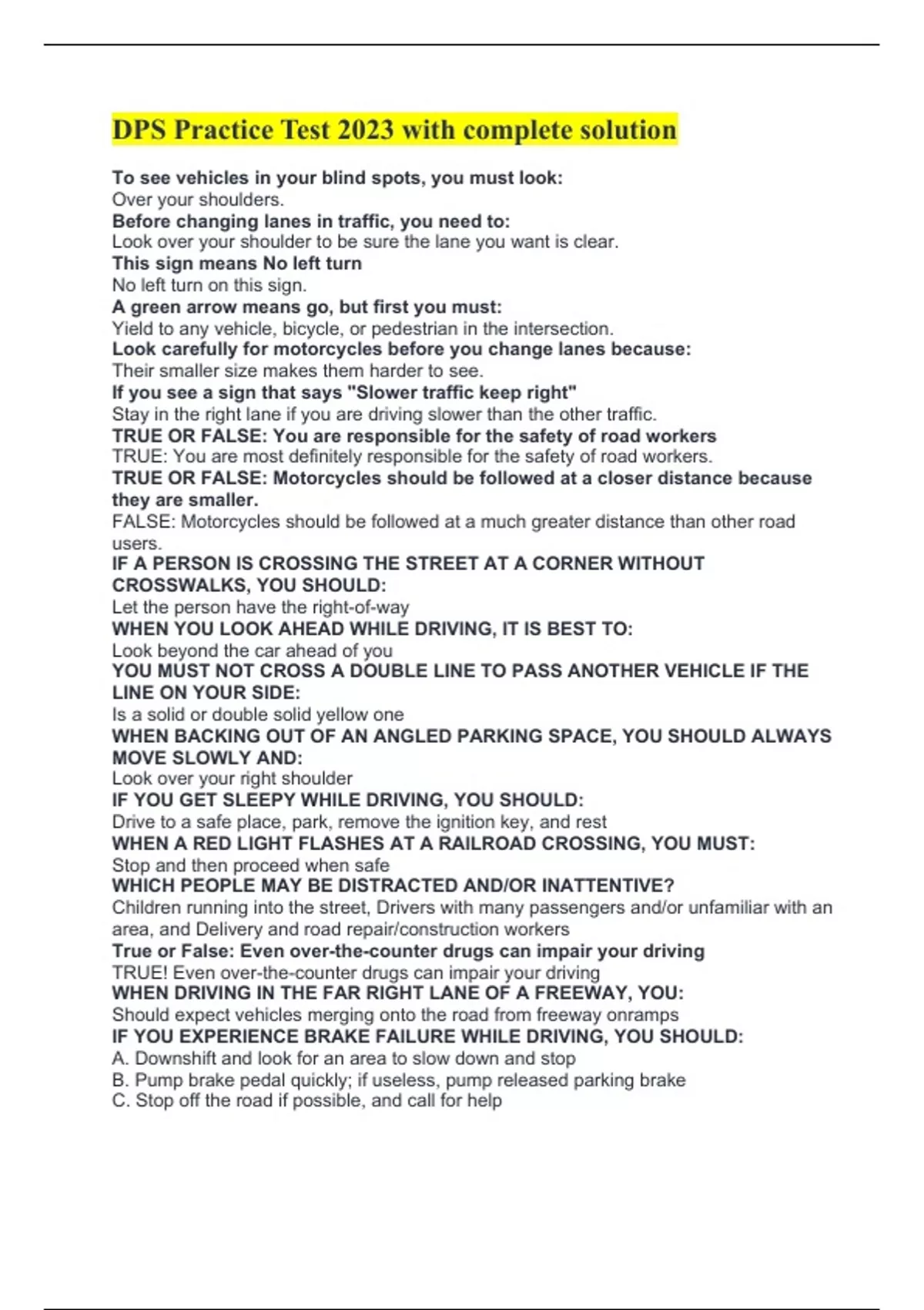 DPS Practice Test 2023 with complete solution - DPS - Stuvia US