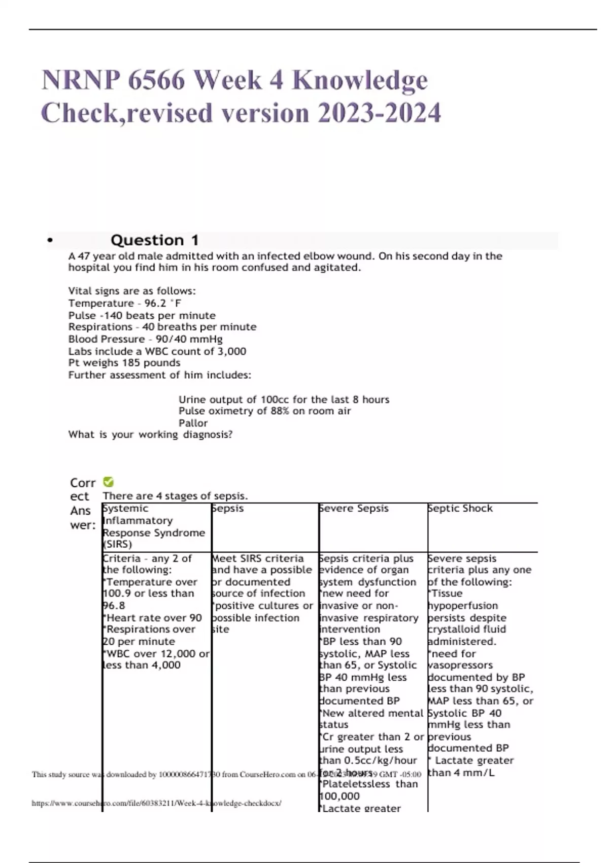 NRNP 6566 Week 4 Knowledge Check,revised version - NRNP 6566 - Stuvia US