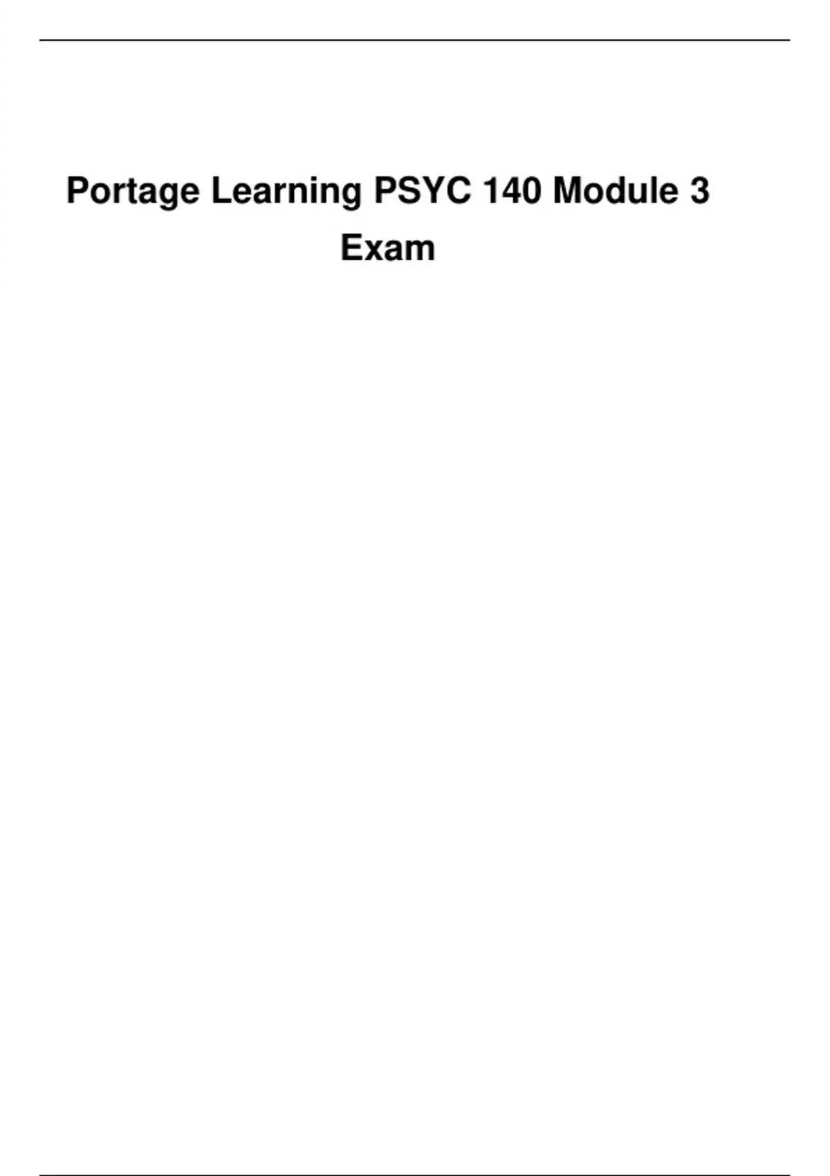 Portage Learning PSYC 140 Module 3 Exam - Portage Learning PSYC 140 Module 3 - Stuvia US