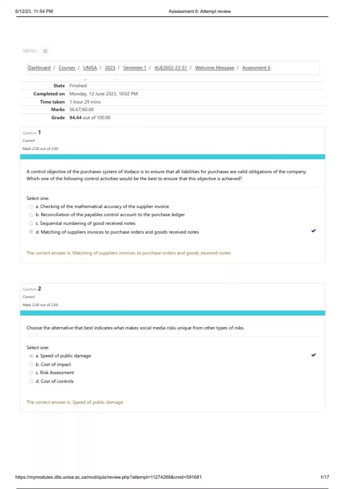 AUE2602 Assignment 6 Semester 2 2023 [ All Questions are Covered ...