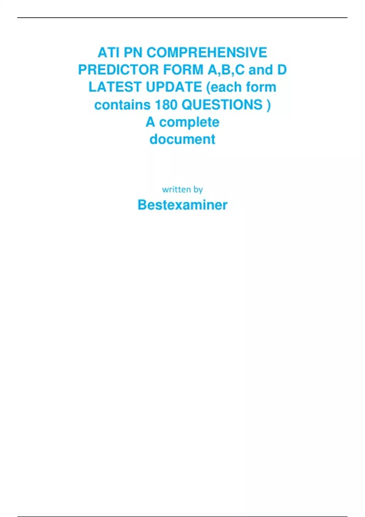 Ati Pn Comprehensive predictor Form a-b-c-and-d Latest update each Form ...