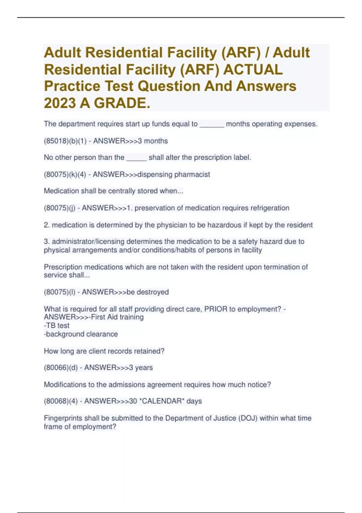 Adult Residential Facility (ARF) / Adult Residential Facility (ARF ...