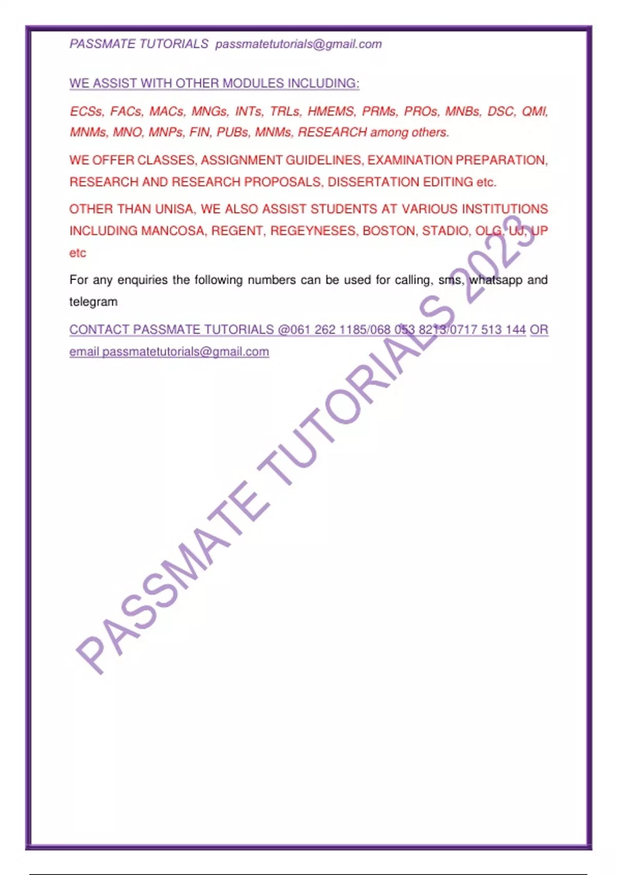 mnp2601 assessment 6 2023 - MNP2601 - Purchasing Management (MNP2601 ...