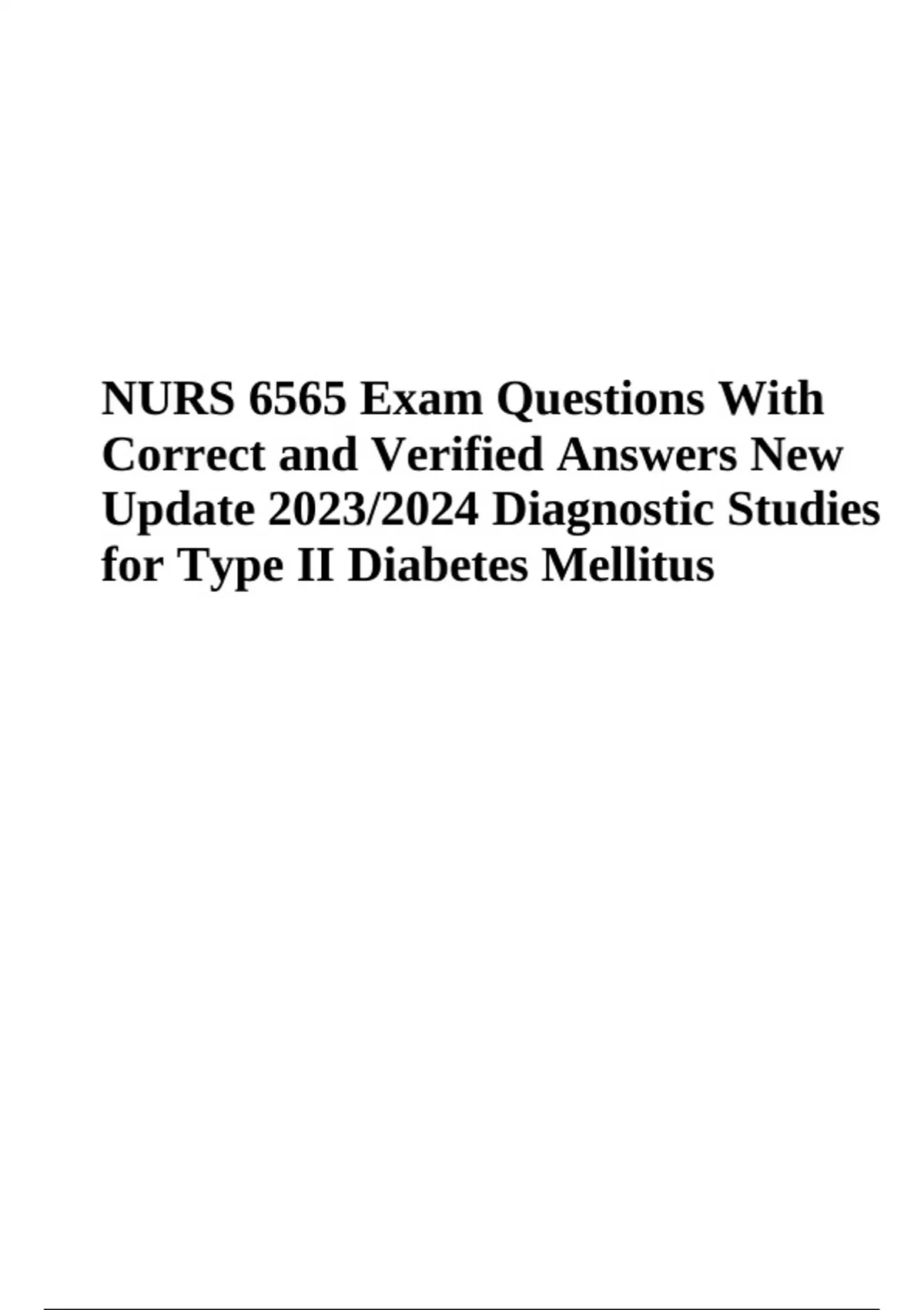 NURS 6565 Final Exam Questions With Verified Answers Latest Update 2023 ...