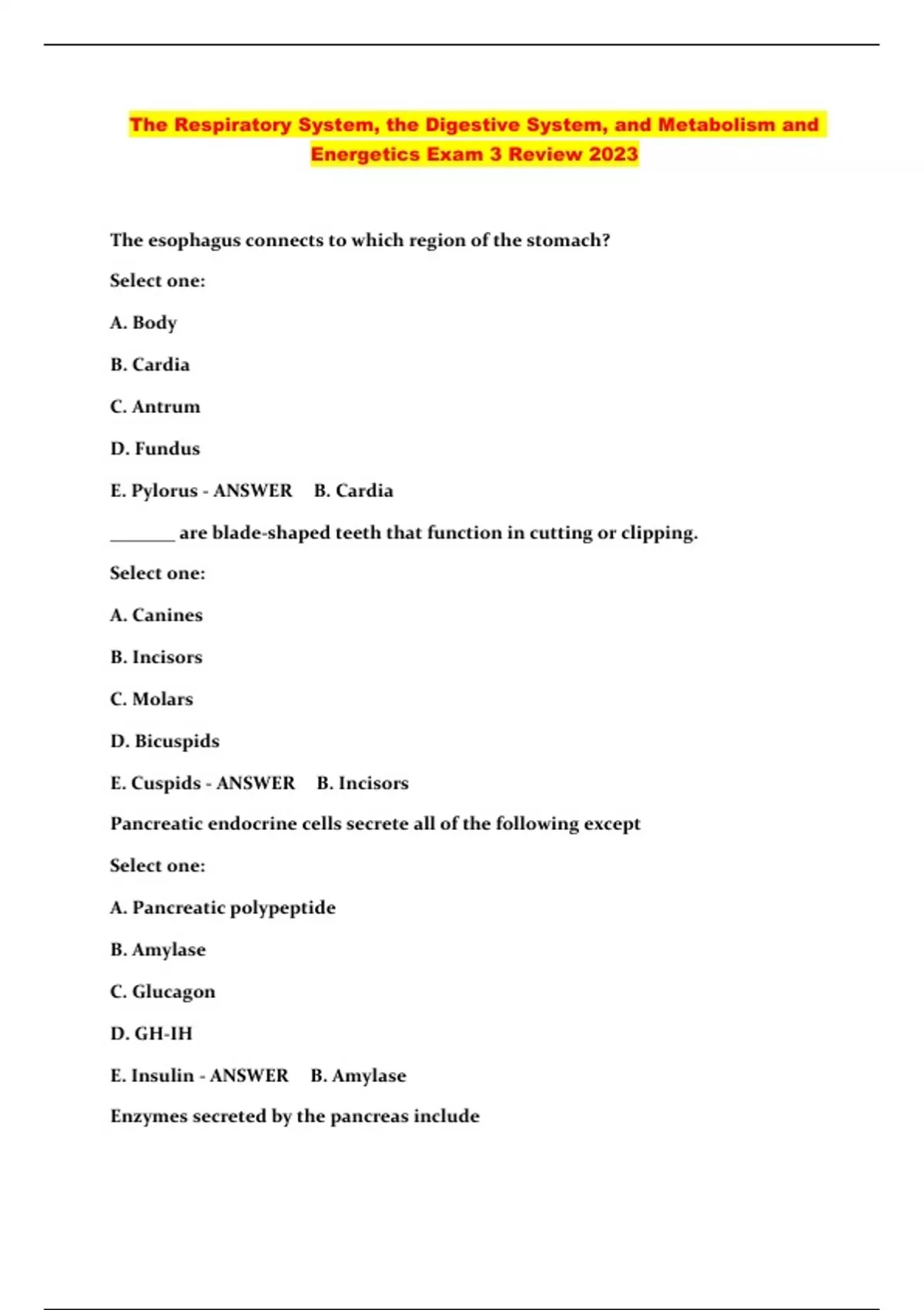 The Respiratory System, the Digestive System, and Metabolism and ...
