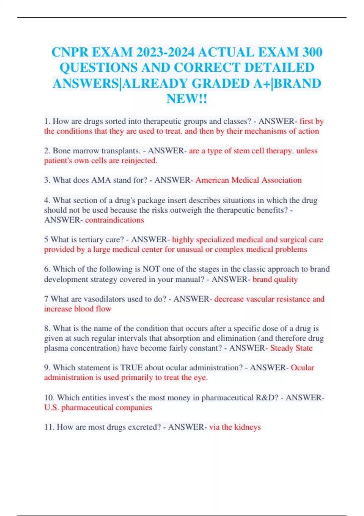 CNPR EXAM ACTUAL EXAM 300 QUESTIONS AND CORRECT DETAILED ANSWERS ...