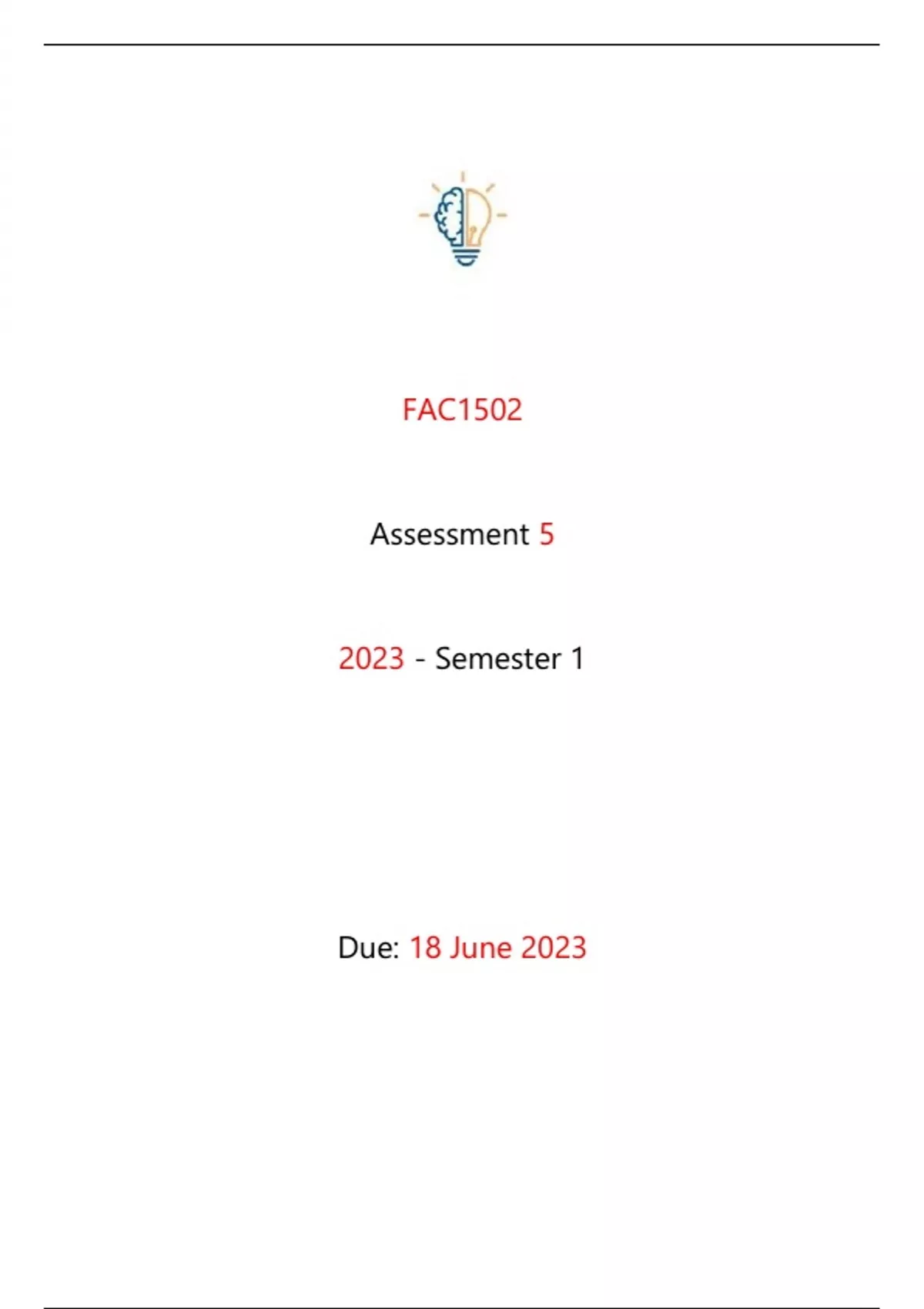 FAC1502 Assignment 5 2024 [COMPILED ANSWERS] - FAC1502 - Financial ...