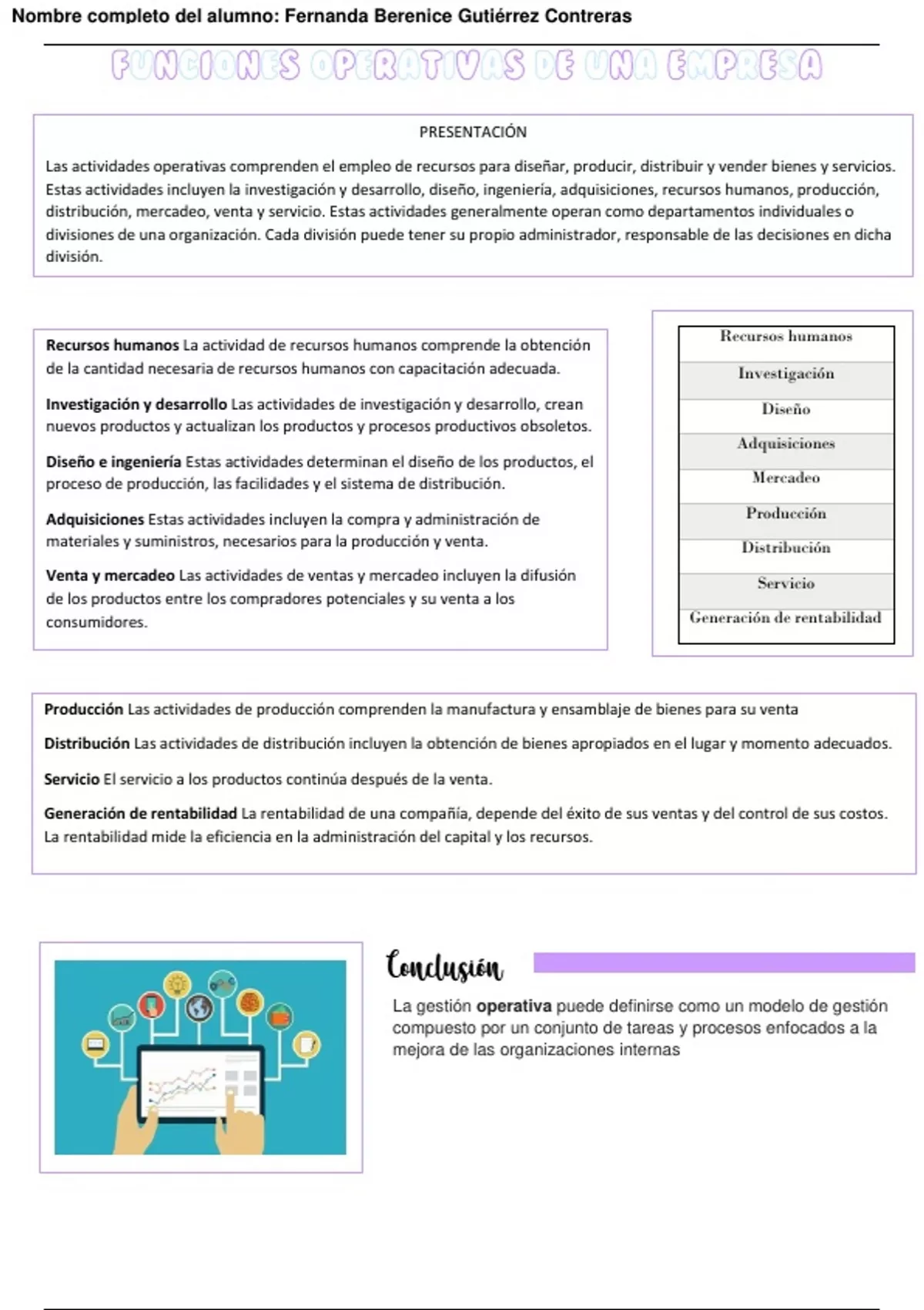 Funciones Operativas de una Empresa - Administracion - Stuvia US