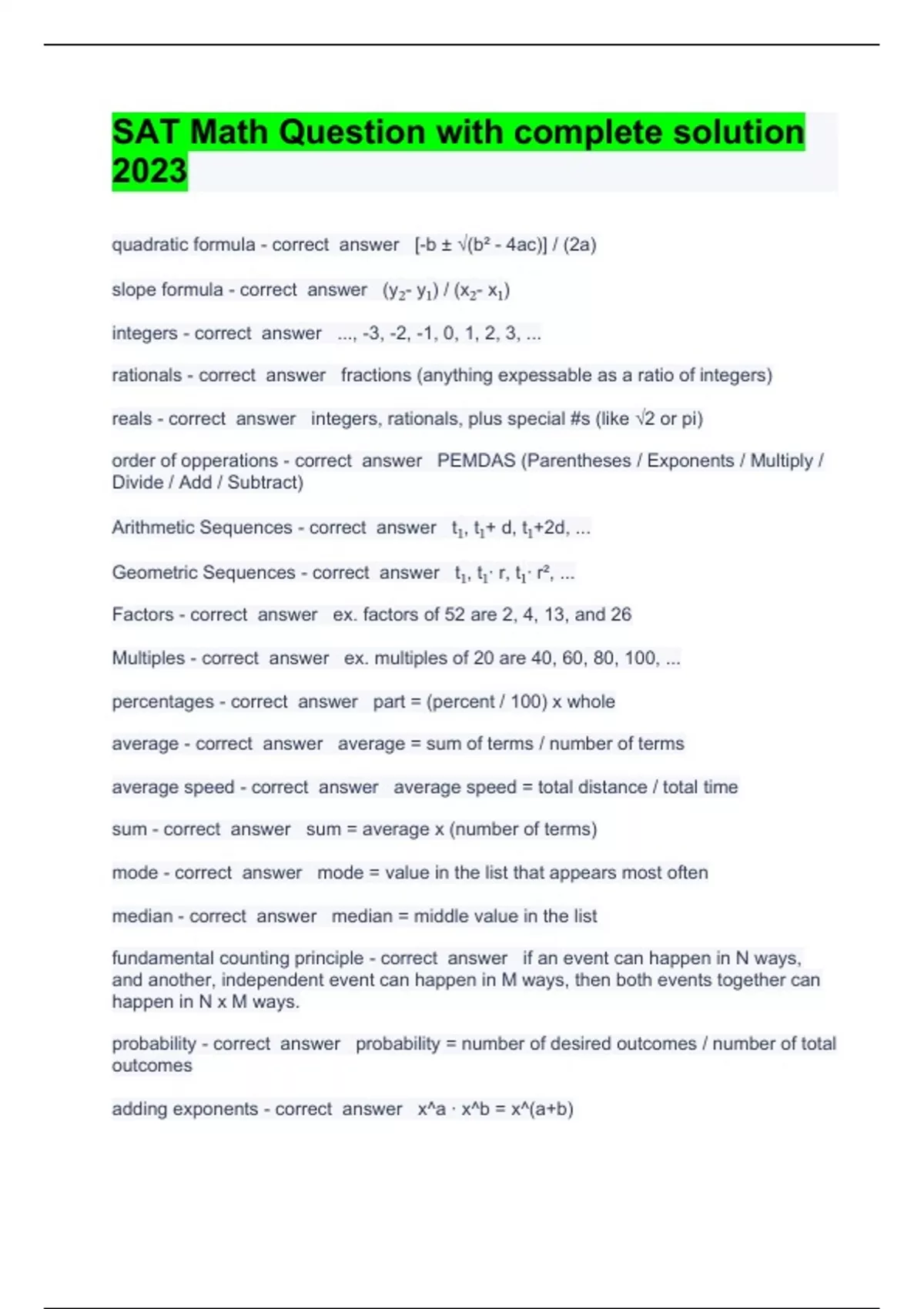 SAT Math Question with complete solution 2023 - SAT Math Question with complete solution 2023 ...