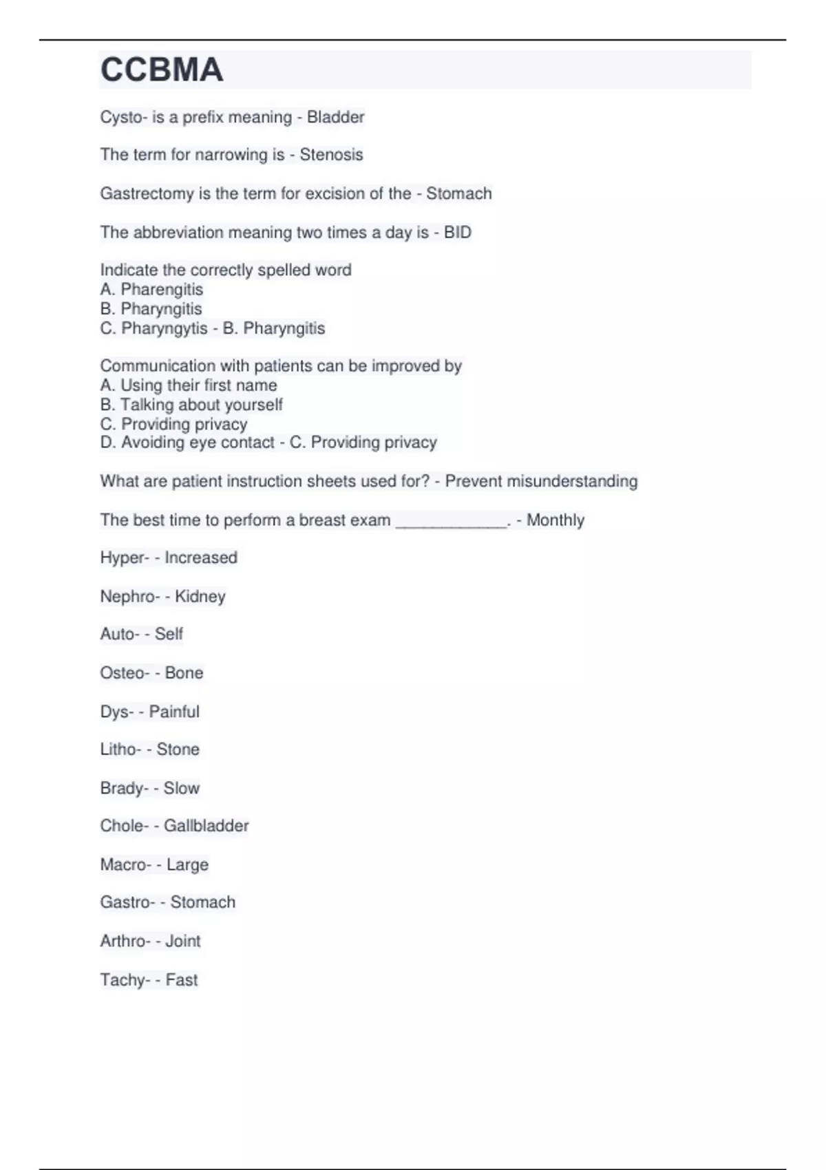 CCBMA Latest Update Graded A+ - CCBMA - Stuvia US