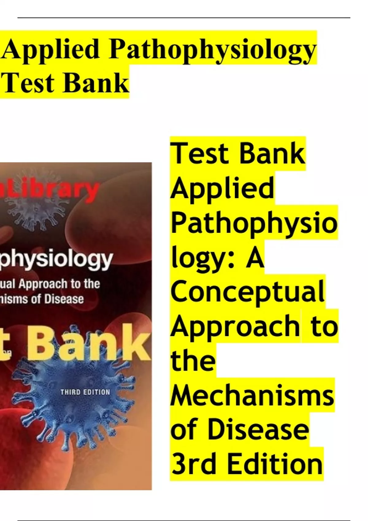Test Bank Applied Pathophysiology: A Conceptual Approach to the ...