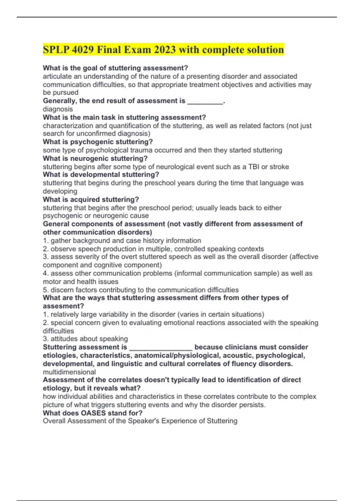 SPLP 4029 Final Exam 2023 with complete solution - SPLP 4029 - Stuvia US