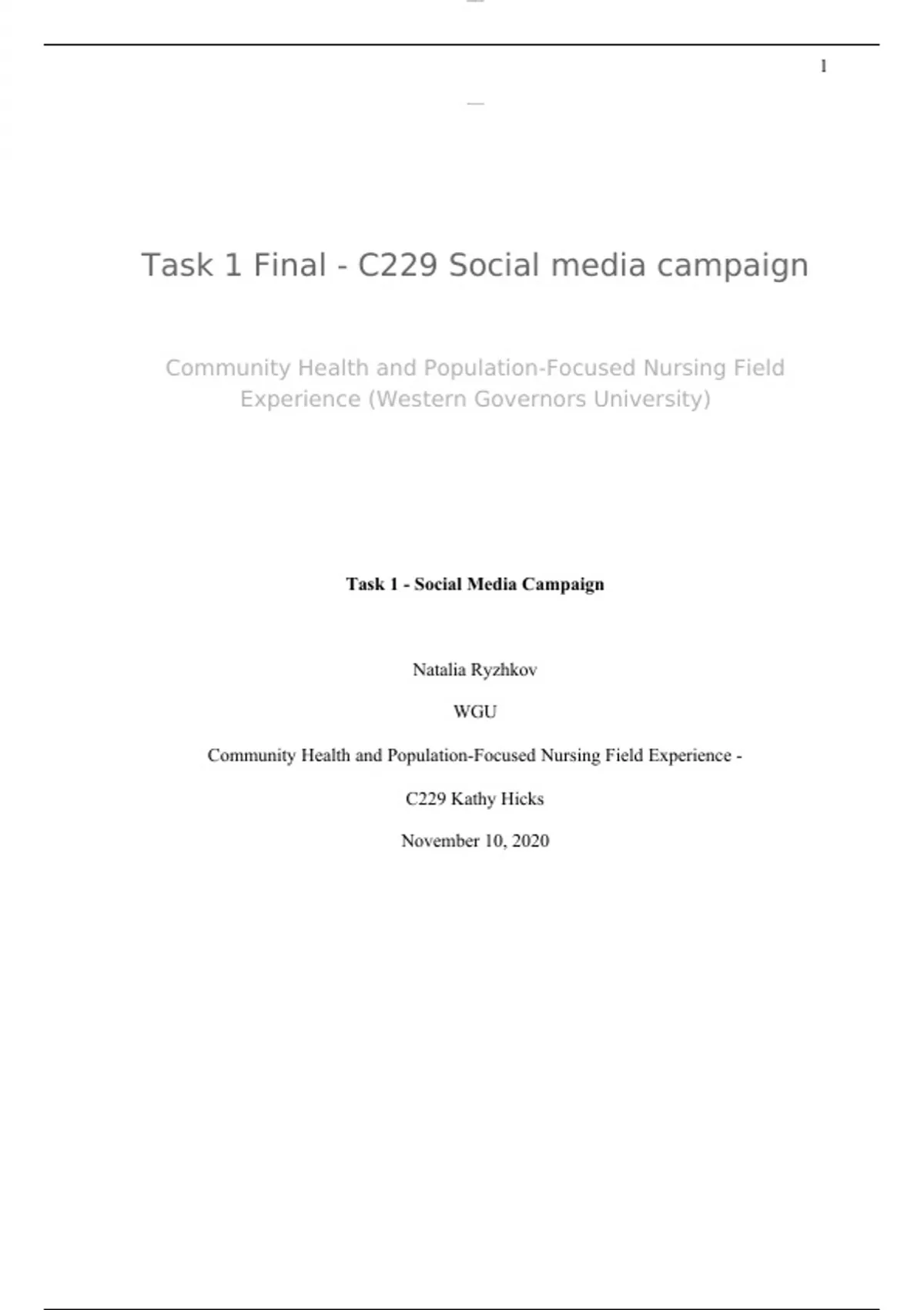 Task 1 Final - C229 Social media campaign with complete solution - C229 ...