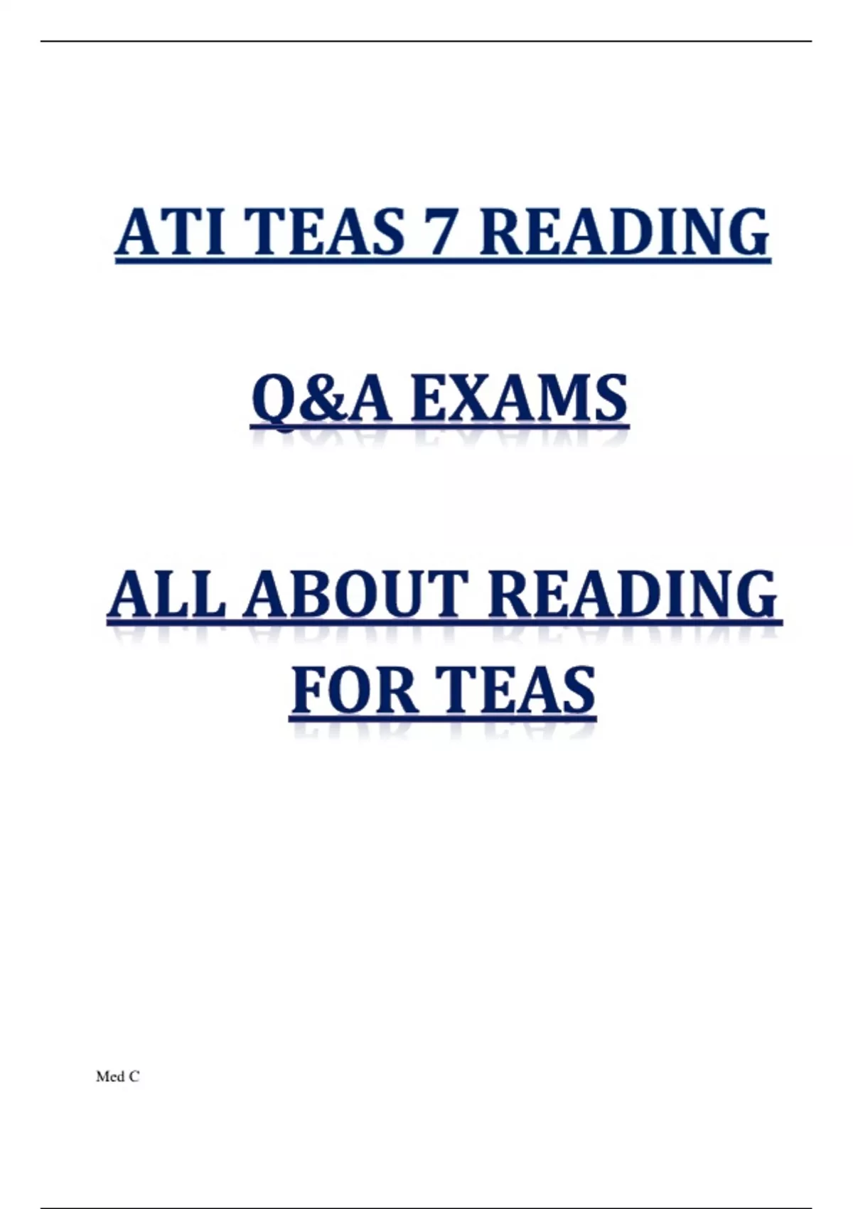 ATI TEAS 7 READING COMPREHENSION, QUESTIONS & ANSWERS | LATEST UPDATE ...