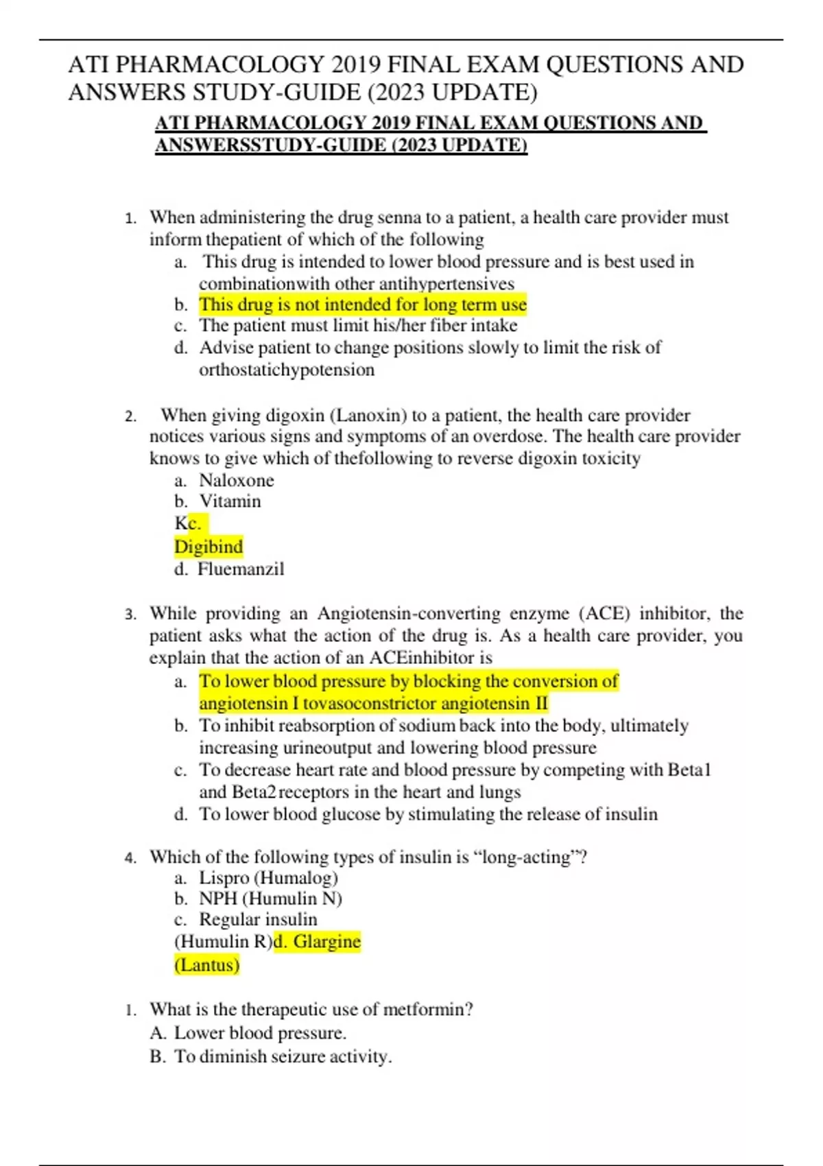 ATI PHARMACOLOGY 2019 FINAL EXAM QUESTIONS AND ANSWERS STUDY-GUIDE ...