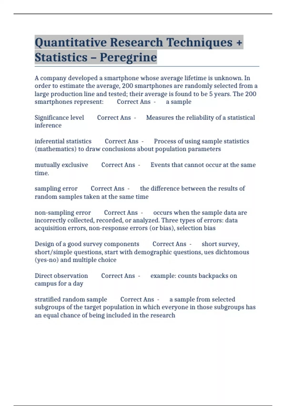 Quantitative Research Techniques + Statistics – Peregrine (Q&A ...