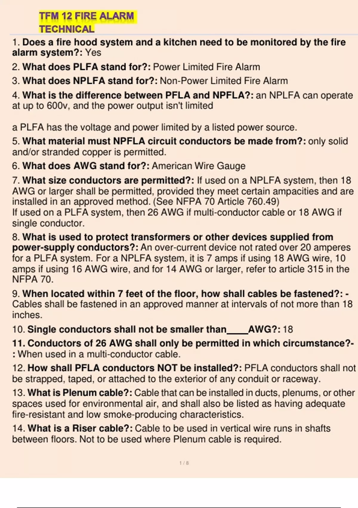 TFM 12 Fire Alarm Technical 1. Does a fire hood system and a kitchen ...