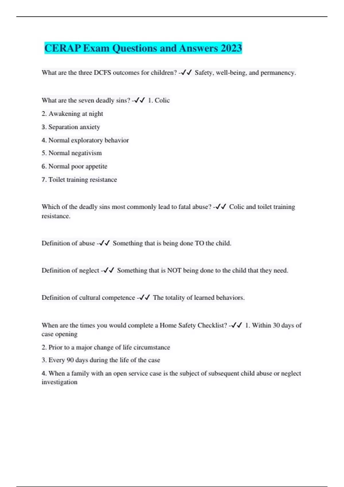 CERAP Exam Questions and Answers 2023 - Cerap - Stuvia US