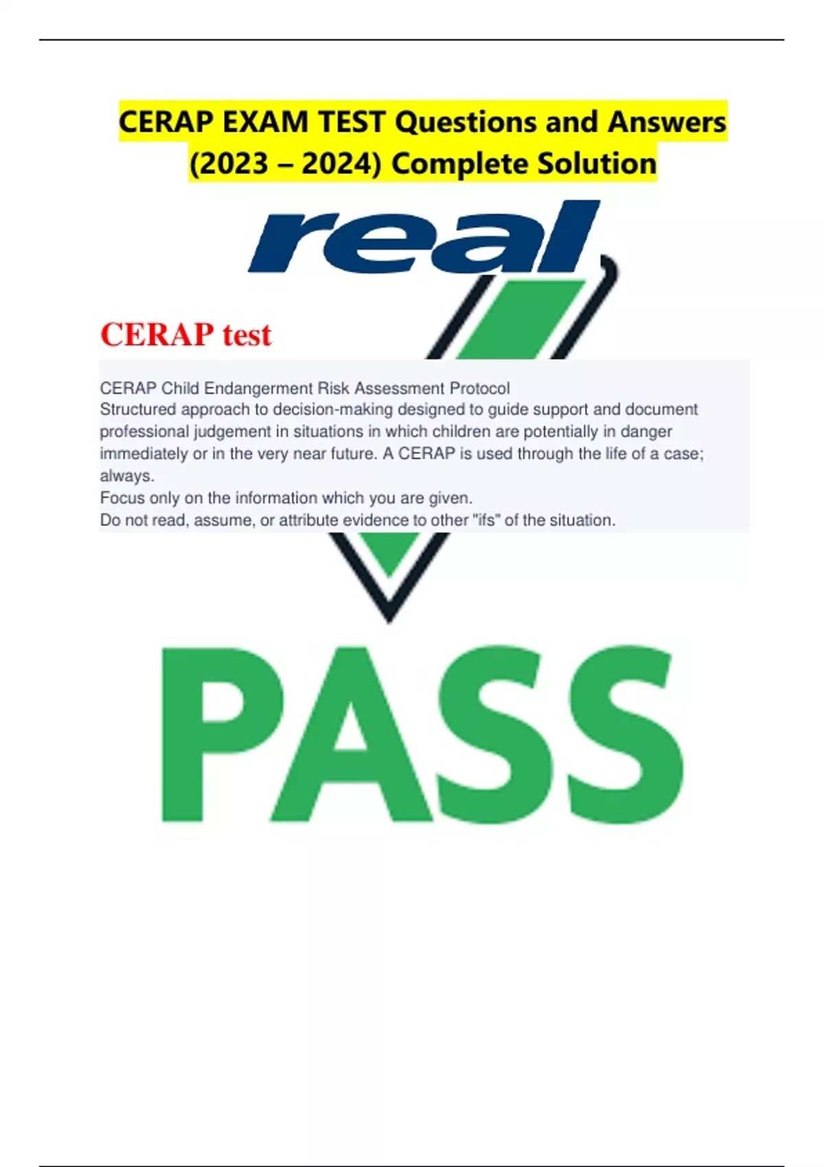 CERAP EXAM TEST Questions and Answers (2023 – 2024) Complete Solution ...