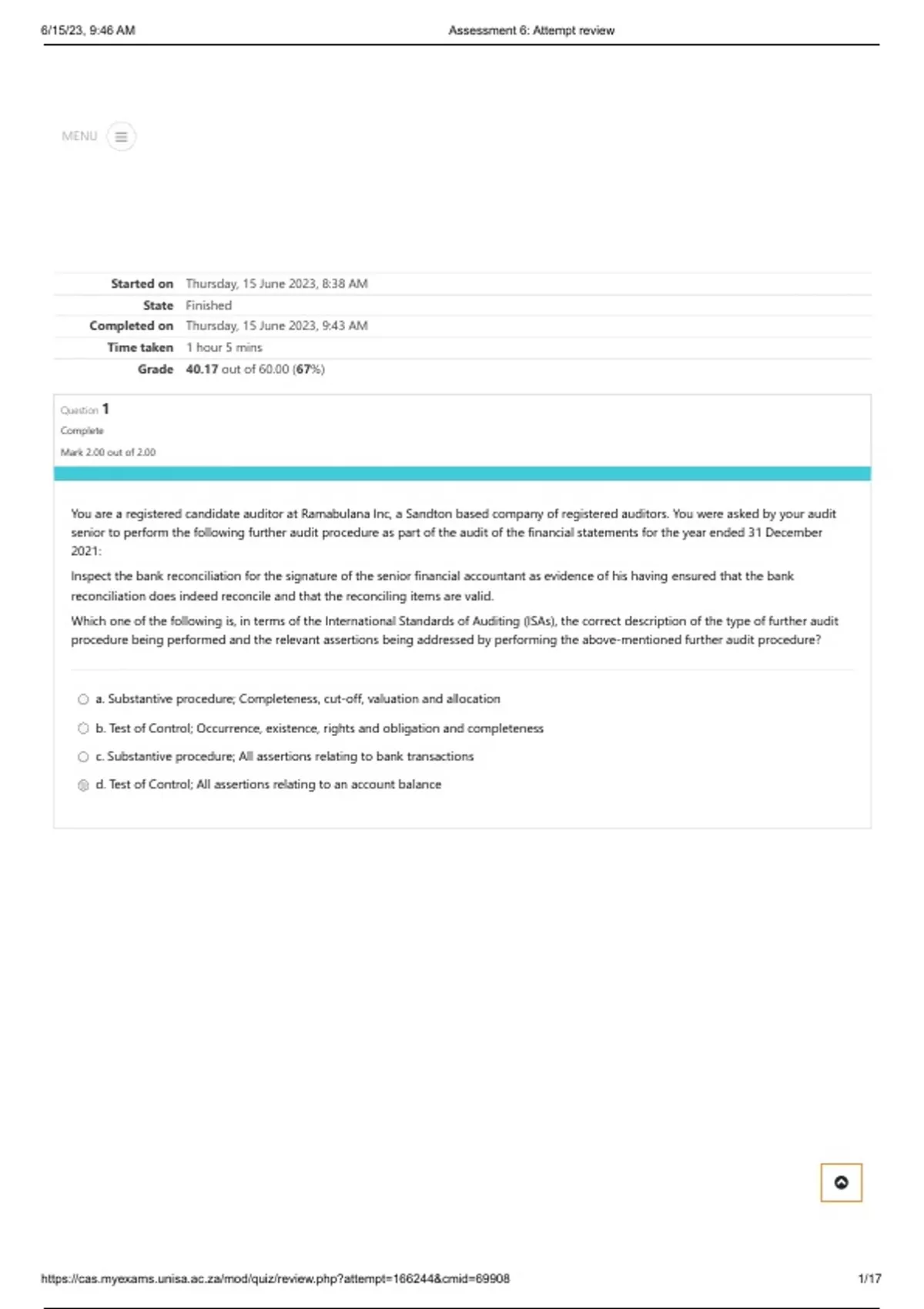 AUE2601 Assignment 6 semester 2 2023 [ All Questions are Covered ...