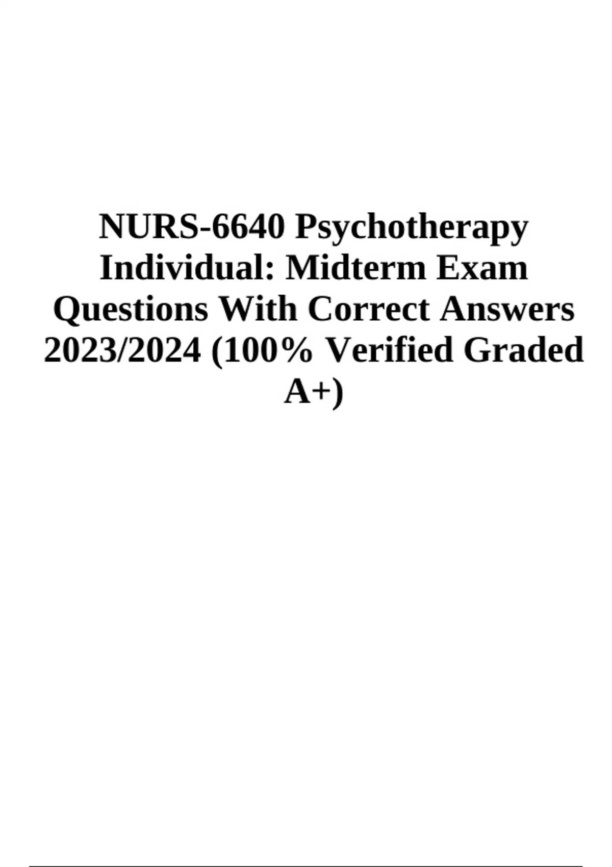 NURS-6640 Midterm Exam 2023 | 2024 Questions With Correct Answers (100% ...