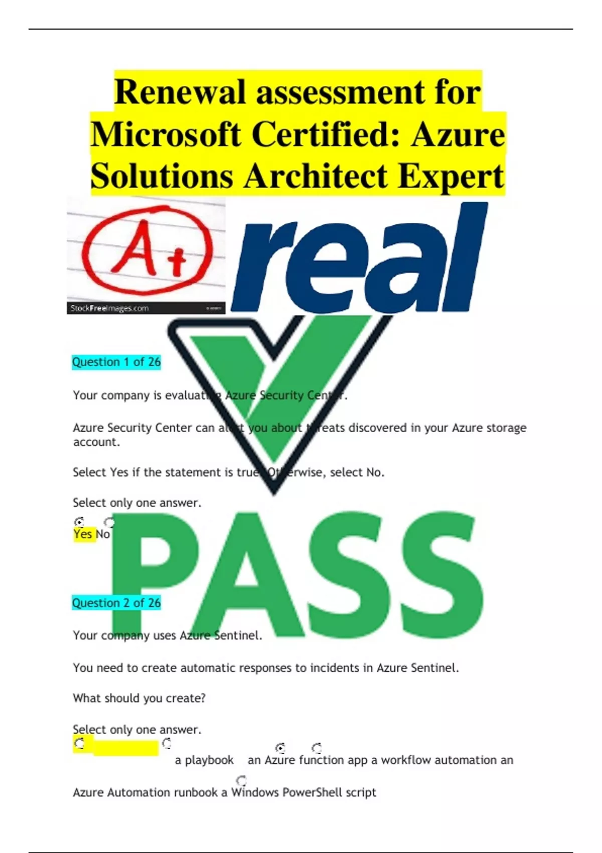 Renewal assessment for Microsoft Certified: Azure Solutions Architect ...