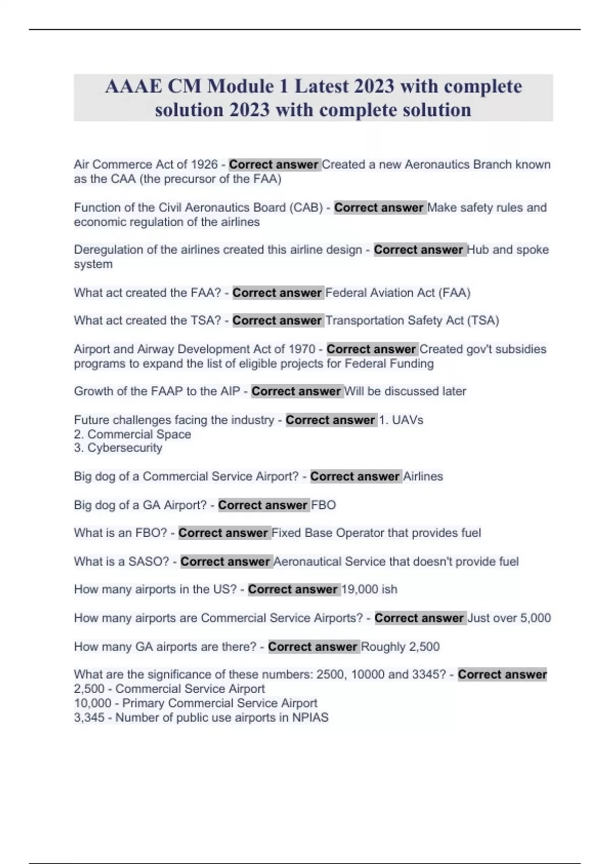 AAAE CM Module 1 Latest 2023 with complete solution 2023 with complete ...