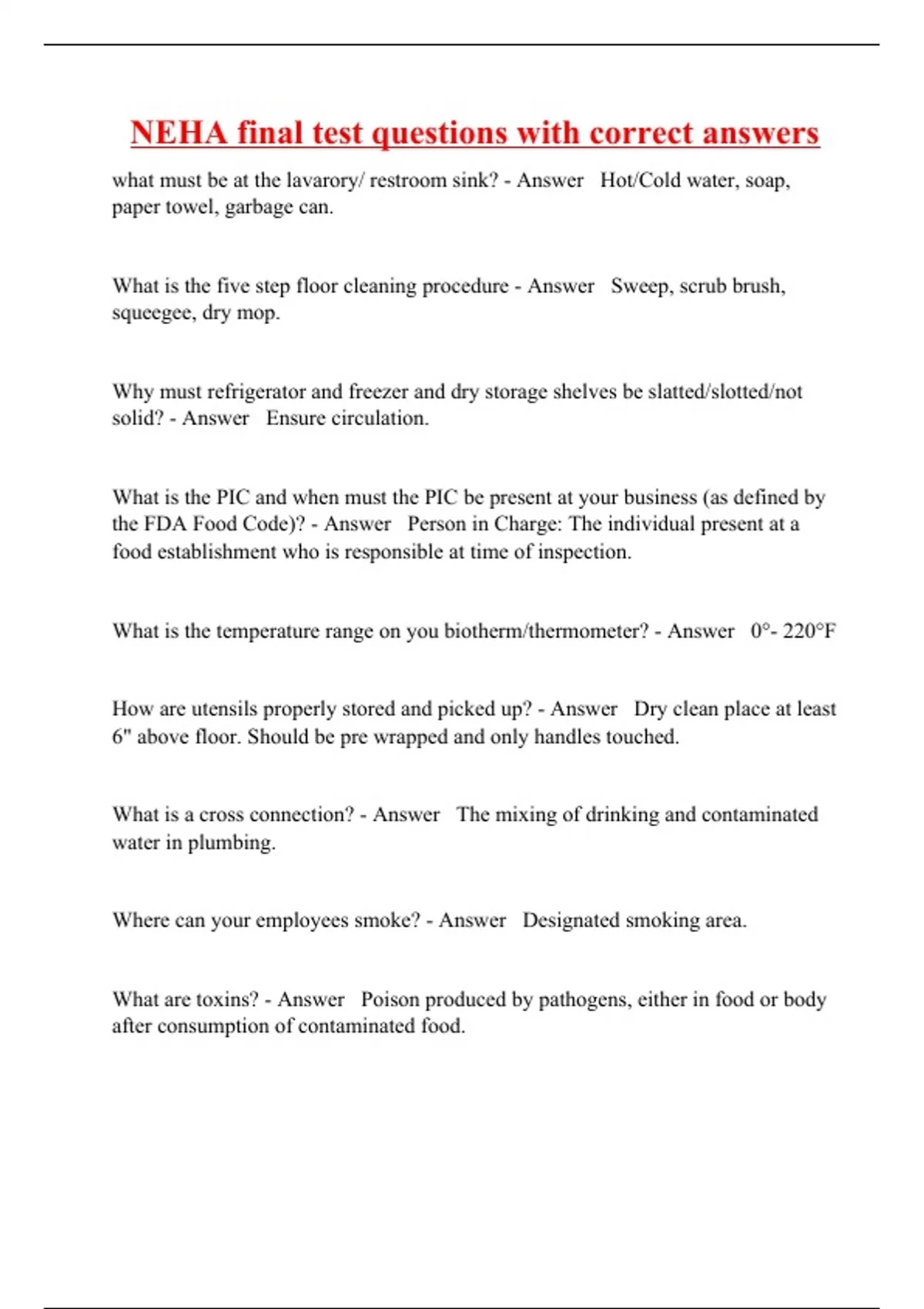 NEHA final test questions with correct answers - NEHA - Stuvia US