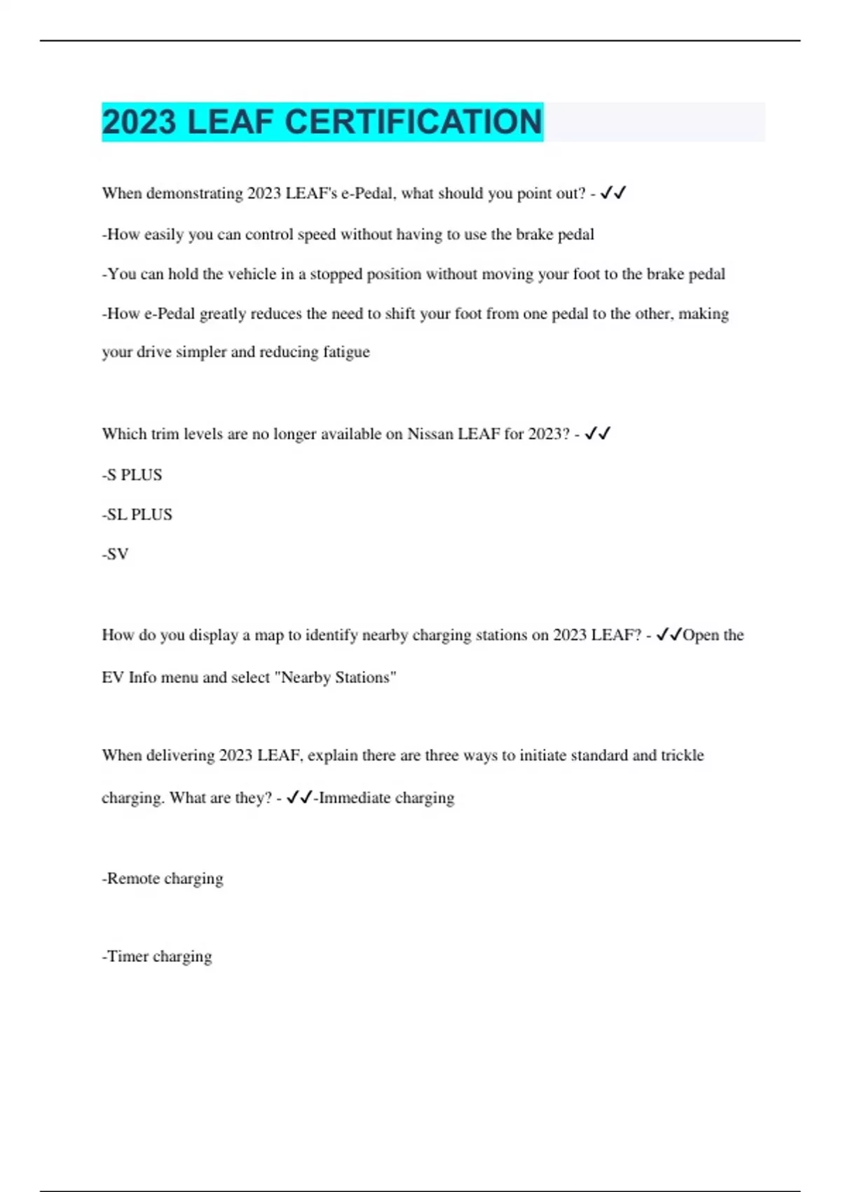 2023 LEAF CERTIFICATION | 37 Questions with 100% Correct Answers ...