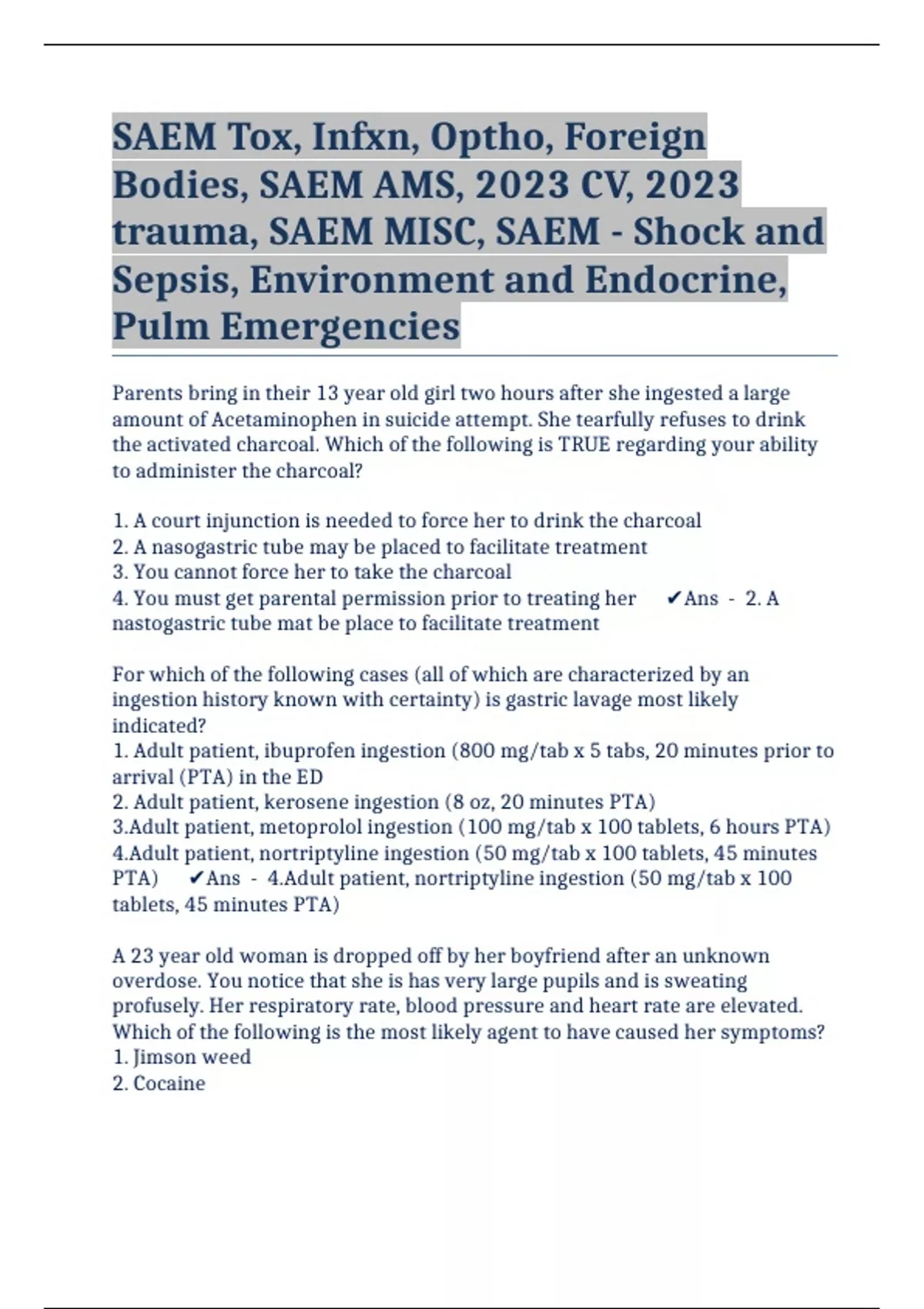 SAEM Tox, Infxn, Optho, Foreign Bodies, SAEM AMS, 2023 CV, 2023 trauma ...