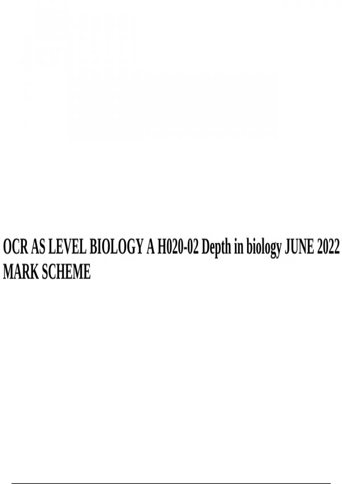 OCR AS LEVEL BIOLOGY A H020/01 JUNE 2022 ACTUAL QUESTION PAPER ...