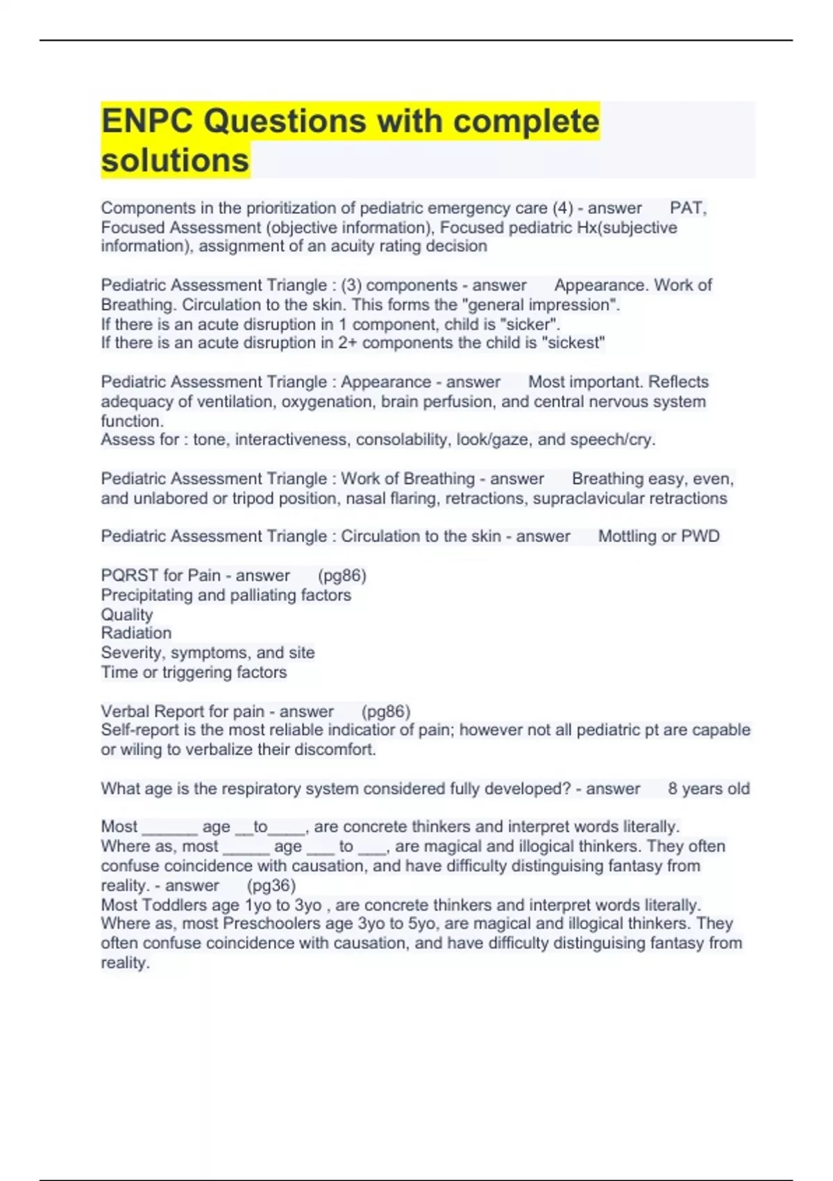 ENPC Questions with complete solutions - ENPC - Stuvia UK