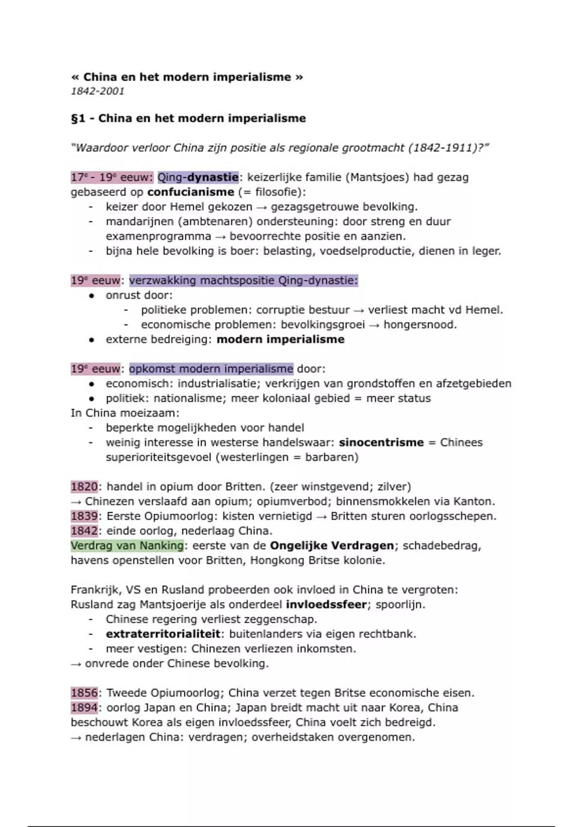 Geschiedenis samenvatting historische context 3 (china en het modern imperialisme) vwo ...