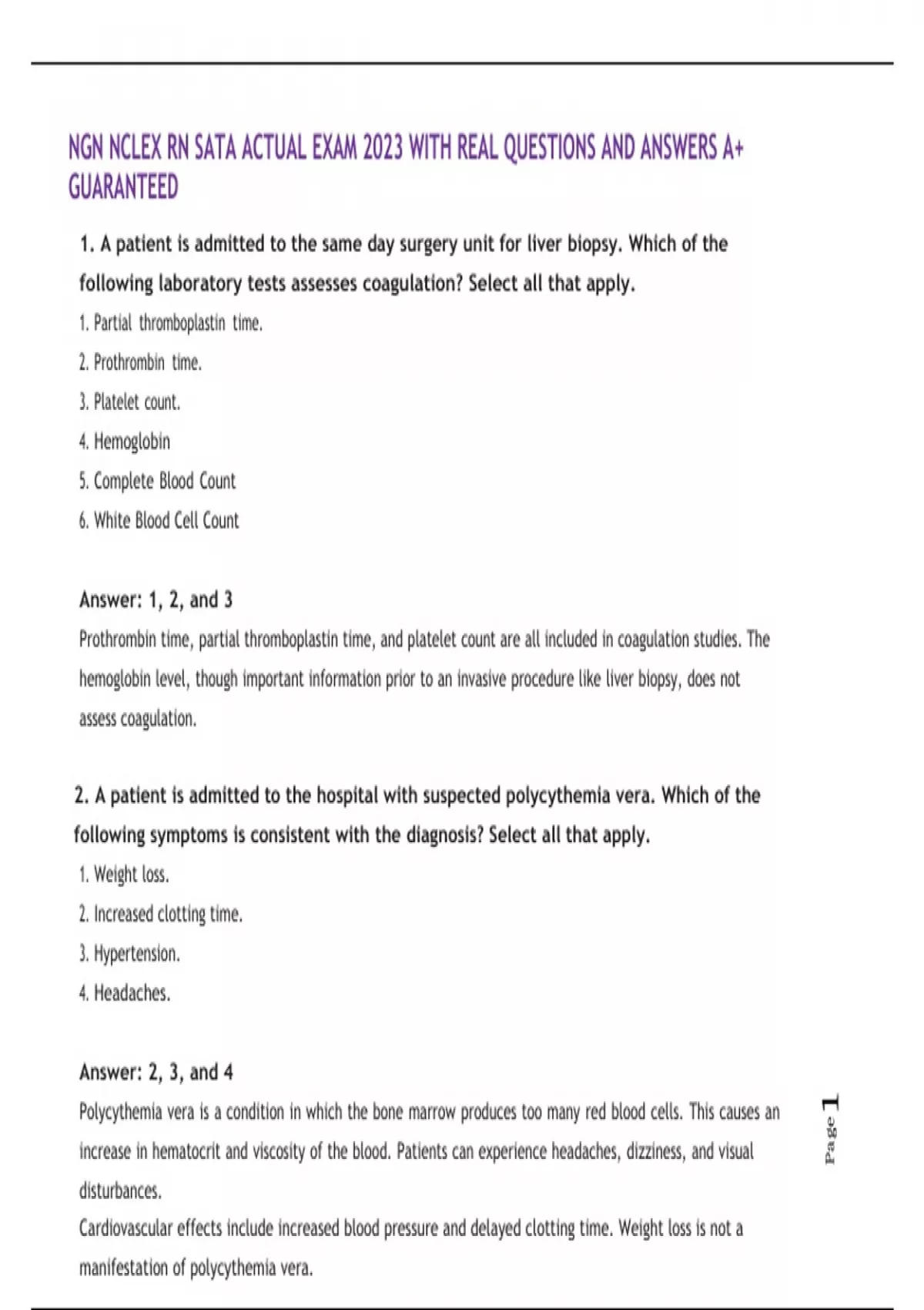 NGN NCLEX RN SATA ACTUAL EXAM 2023 WITH REAL QUESTIONS AND ANSWERS A+ ...