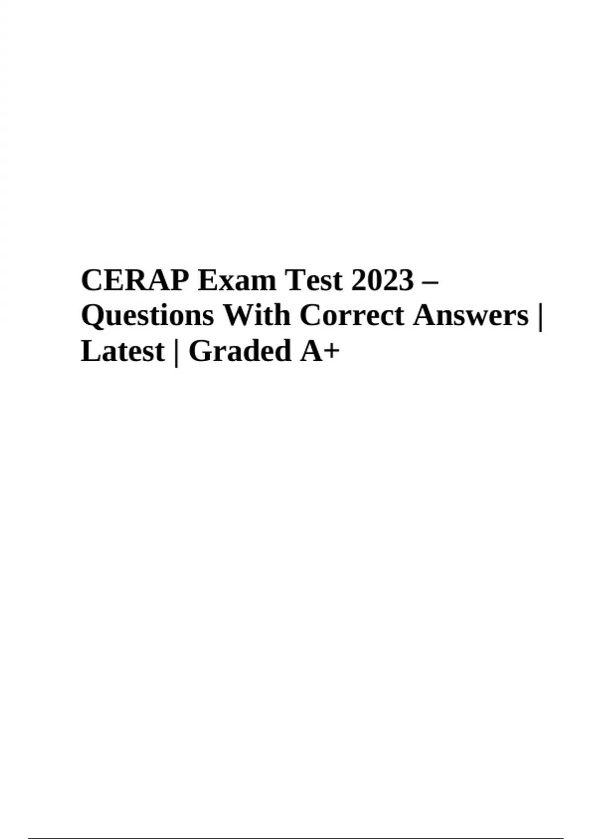 CERAP Exam Test 2023 – Questions With Correct Answers | Latest | Graded ...