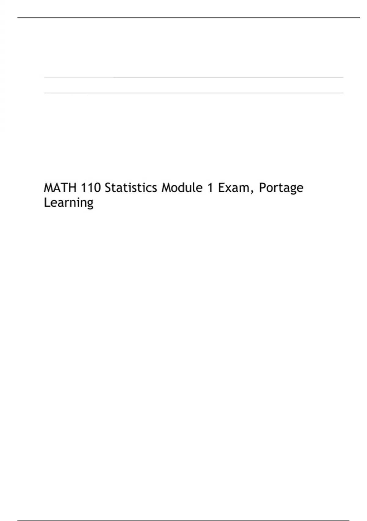 Math 110 Module 1 Exam 1 Portage Learning Statistics Quiz Math 110 Introduction To Statistics