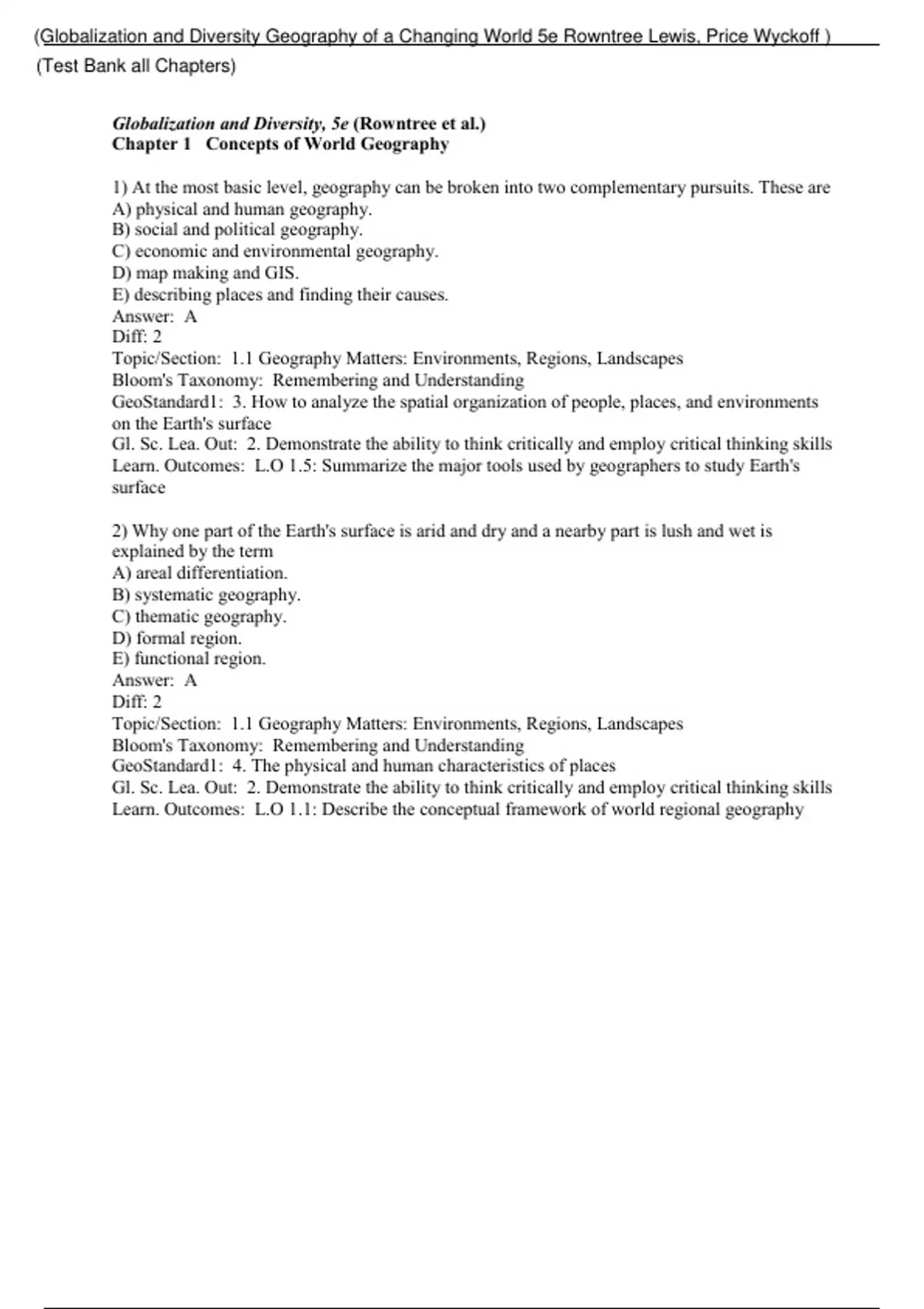 Globalization and Diversity Geography of a Changing World 5th Edition ...