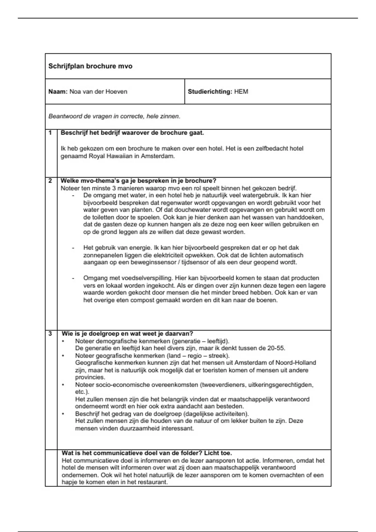 Portfolio opdracht schrijfplan brochure ZCC - Zakelijke Commerciële ...