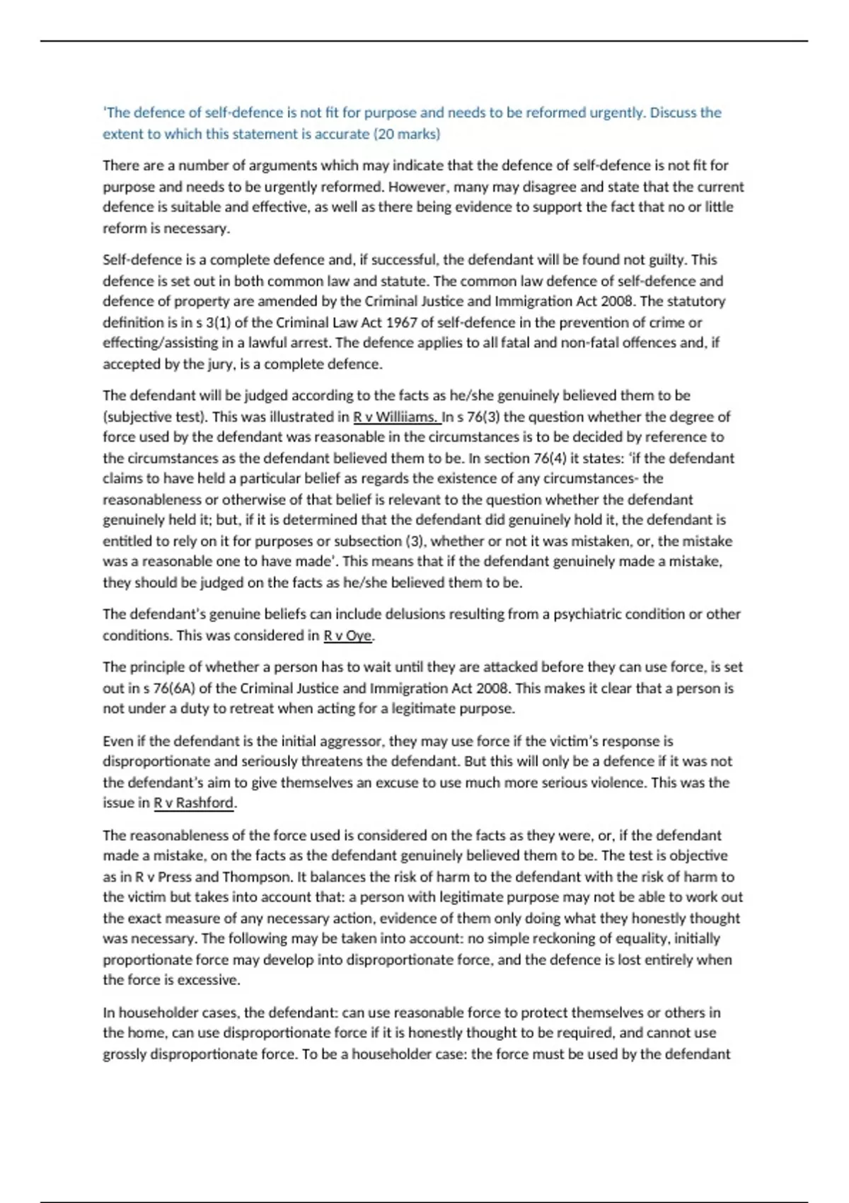 Evaluation Essay for the defence of Self Defence - A2 Unit G153 ...