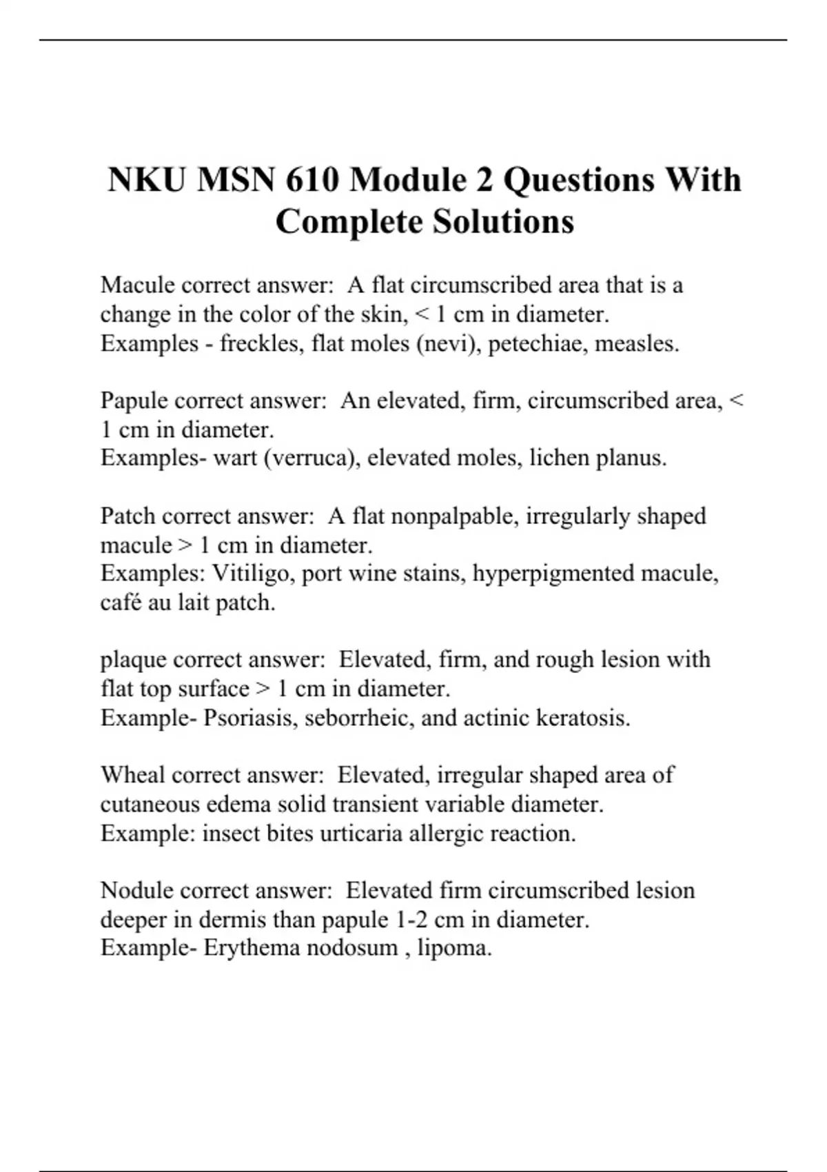 NKU MSN 610 Module 2 Questions With Complete Solutions - MSN 610 ...