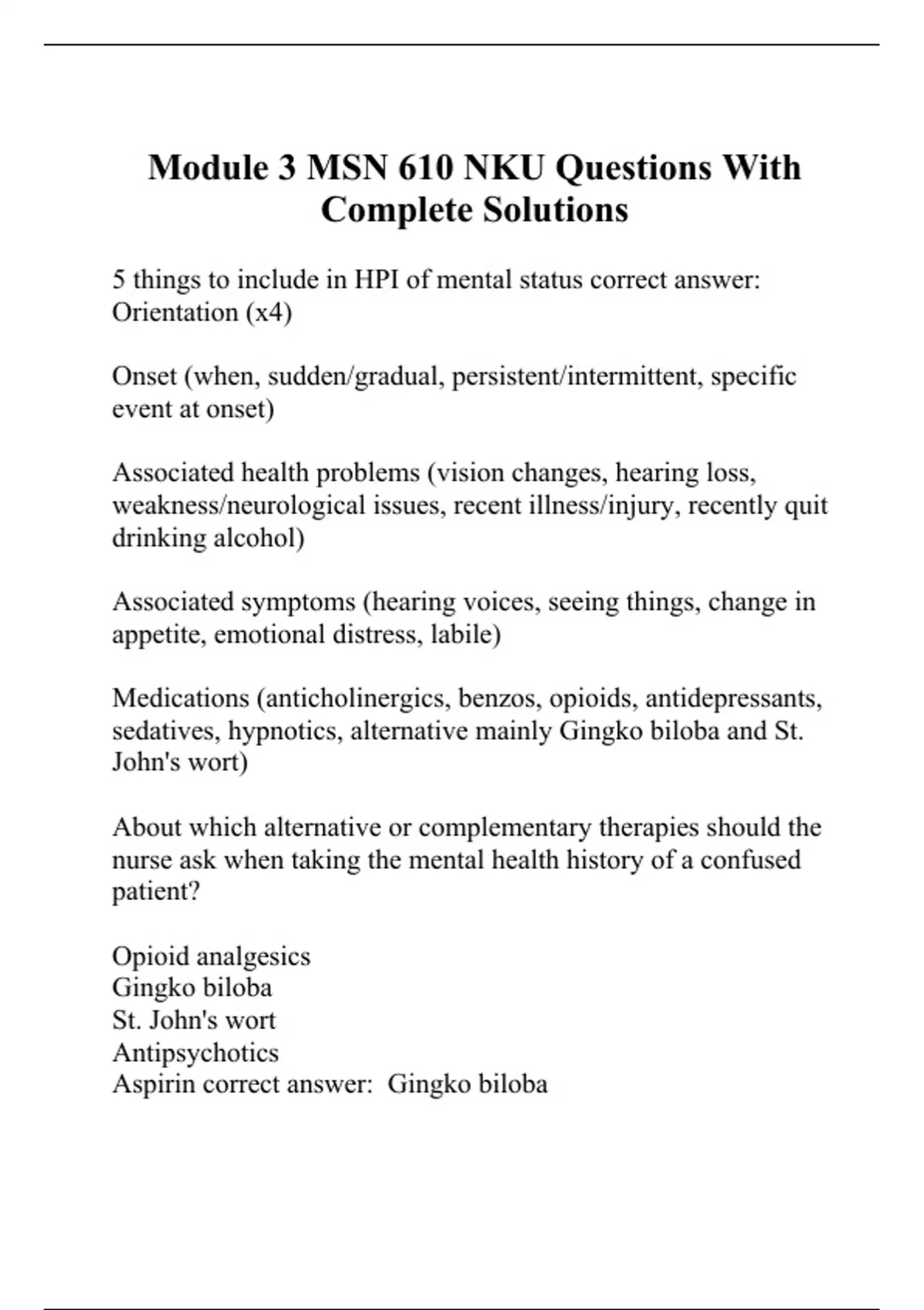 Module 3 MSN 610 NKU Questions With Complete Solutions - MSN 610 ...