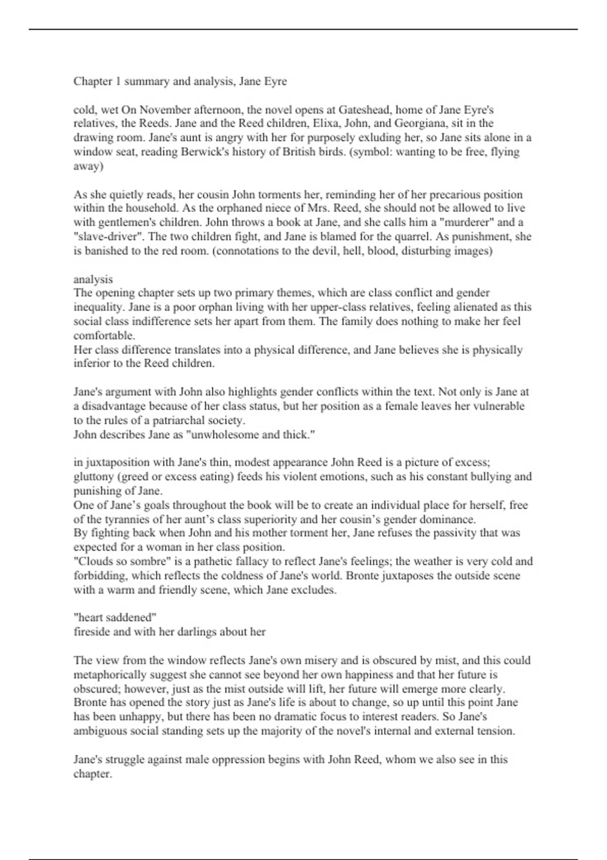 Summary and analysis of Charlotte Bronte's novel 'Jane Eyre' - English ...