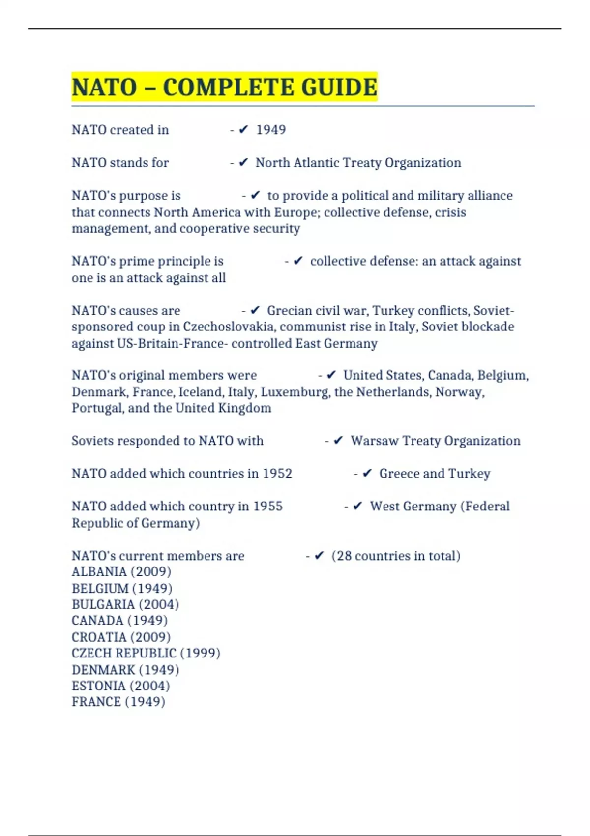 NATO – COMPLETE GUIDE - NATO - Stuvia US