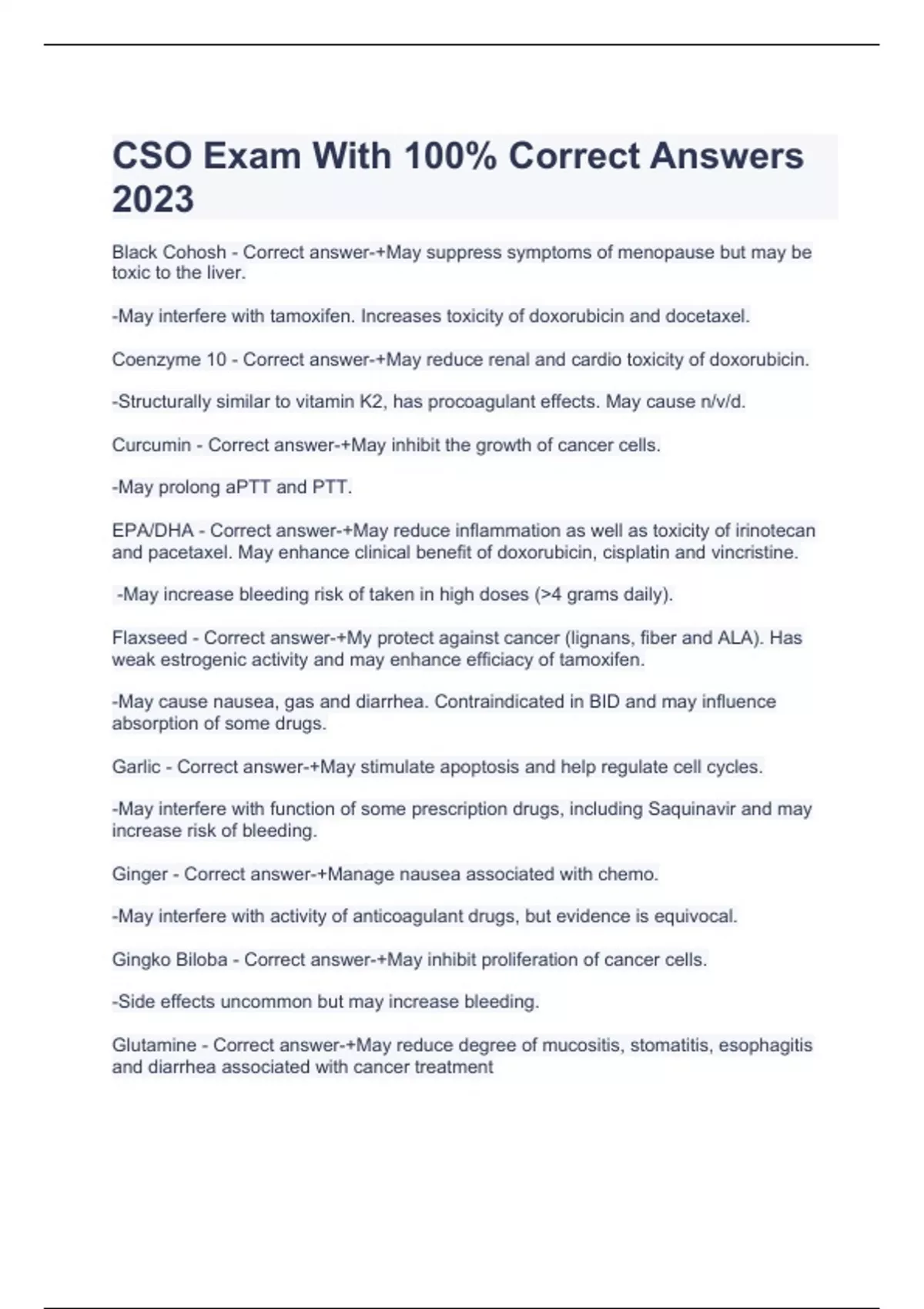 Cso Exam With 100 Correct Answers 2023 Cso Stuvia Us